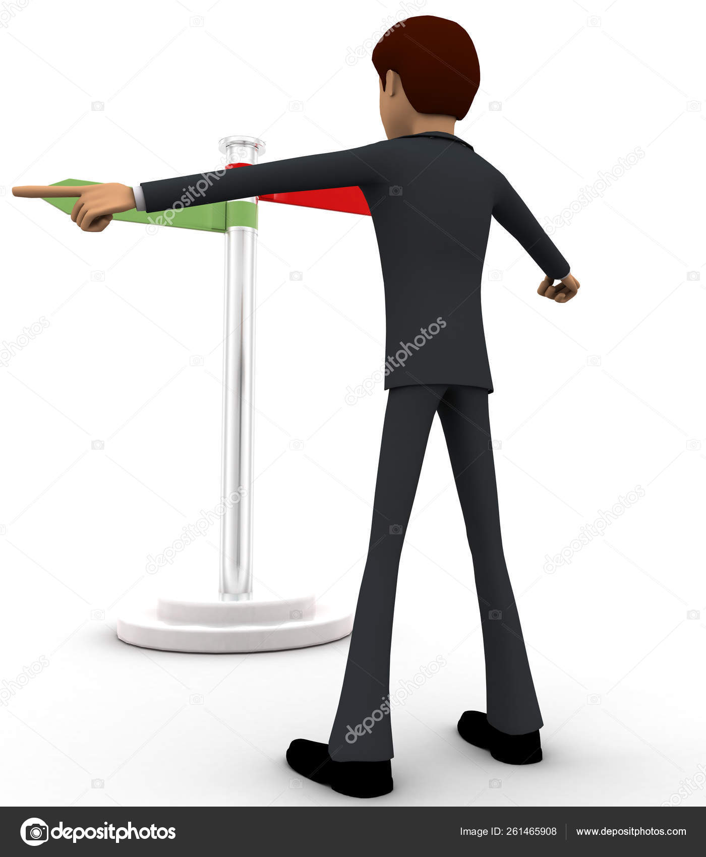 Man Looking Road Sign Board Concept White Background Back Angle Stock ...