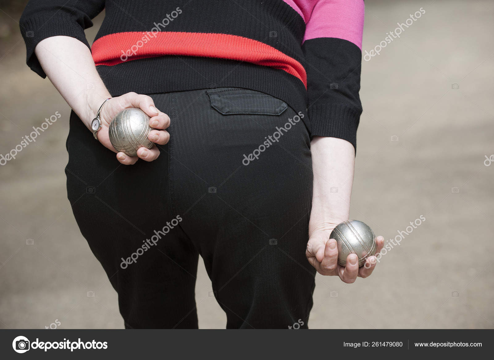 Woman Playing Boules Back View Cropped Shot — Stock Photo © YAYImages ...