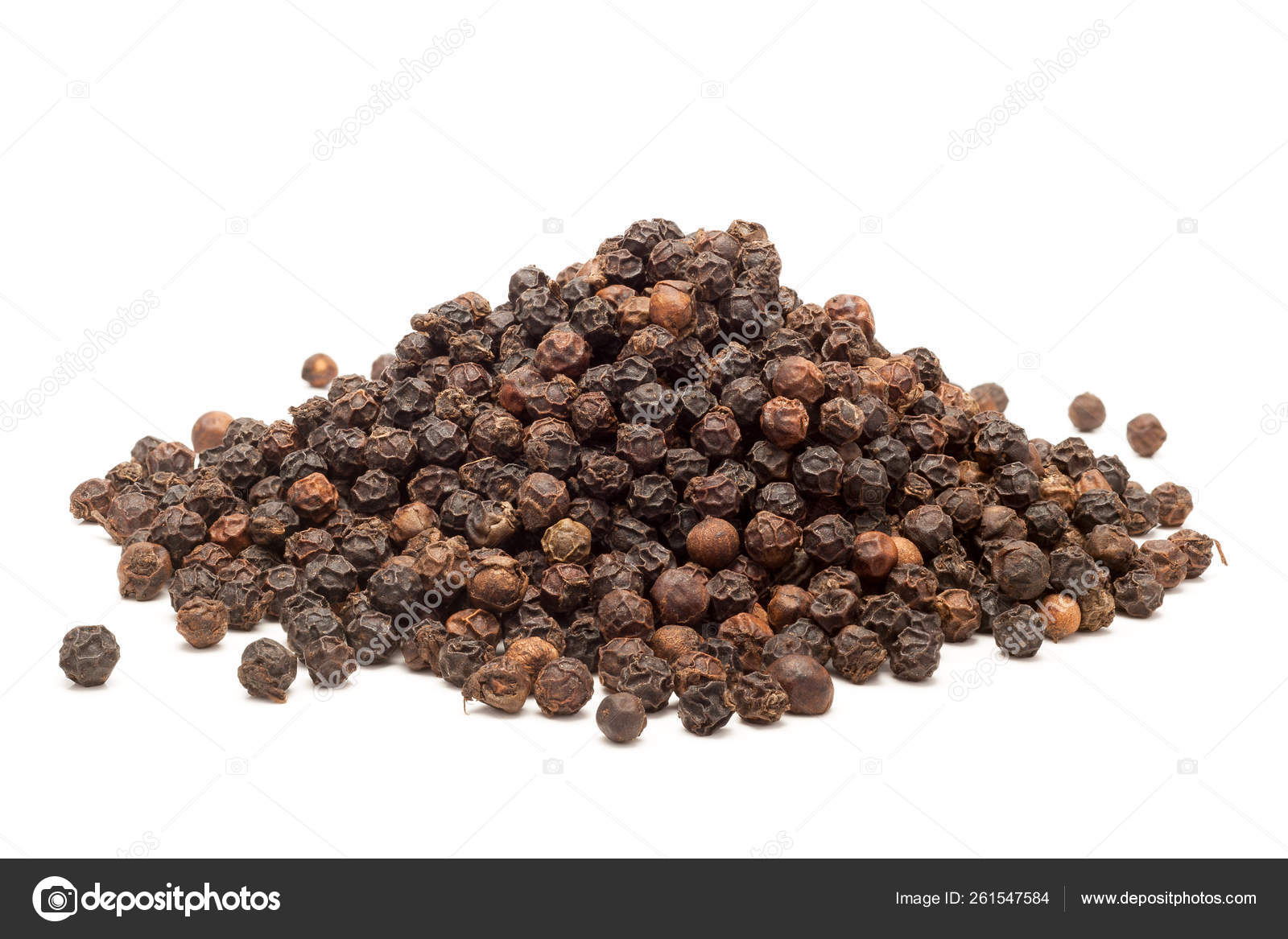 Pile Organic Black Pepper Piper Nigrum Isolated White Background Stock ...