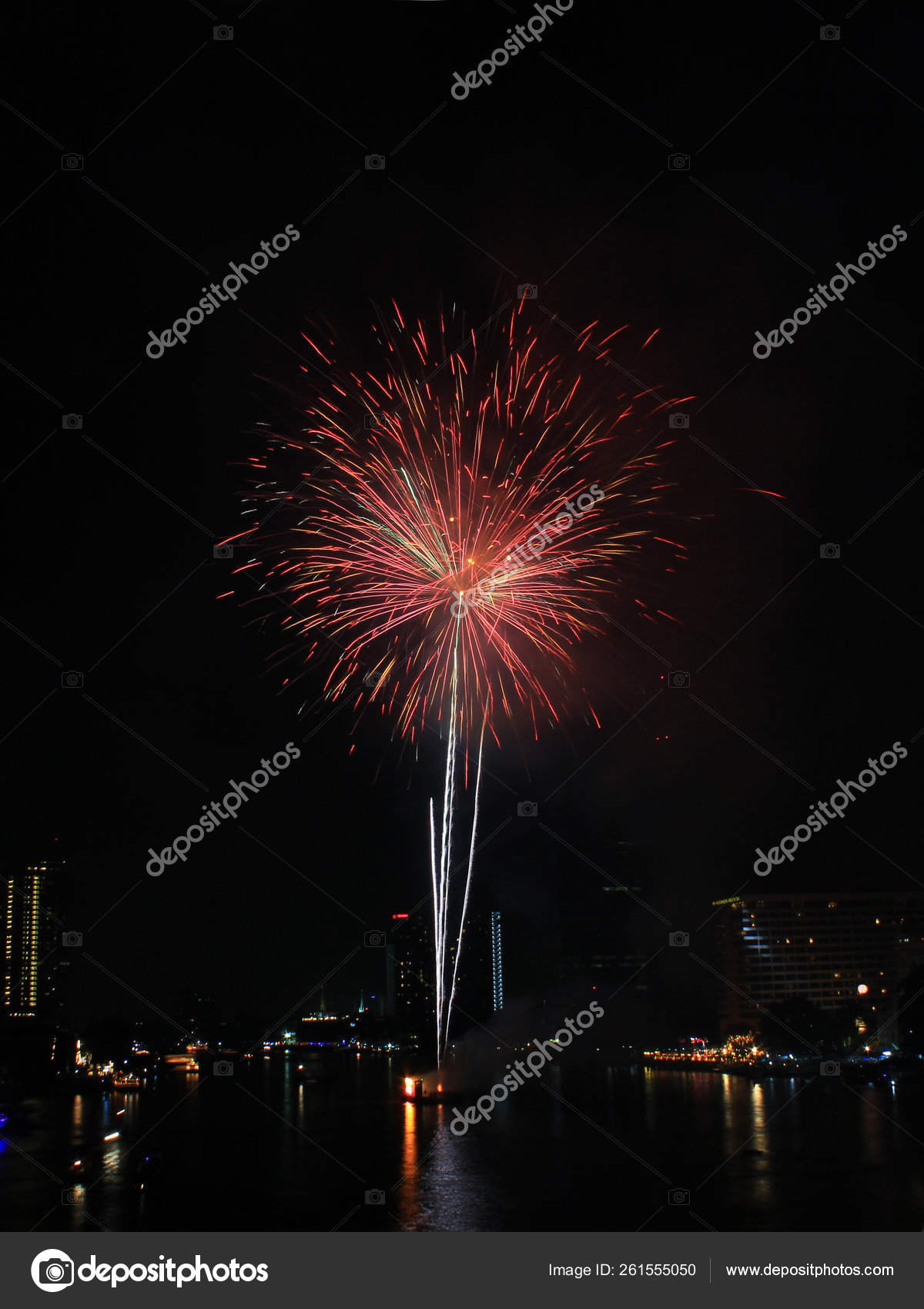 Firework Exploding Night Sky Background Stock Photo by ©YAYImages 261555050