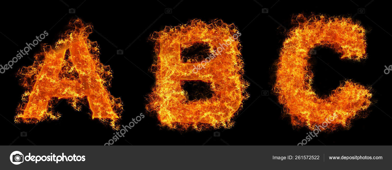 Set Fire Letter Abc Black Background Stock Photo by ©YAYImages 261572522