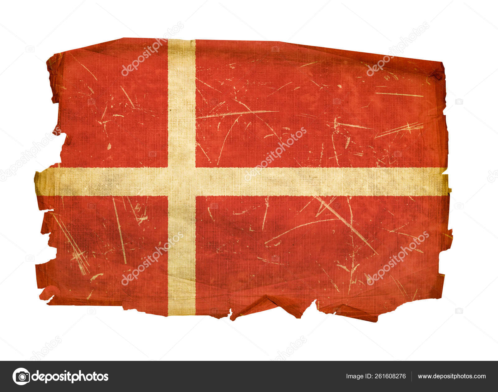 Danish Flag Old Isolated White Background ⬇ Stock Photo, Image by ...
