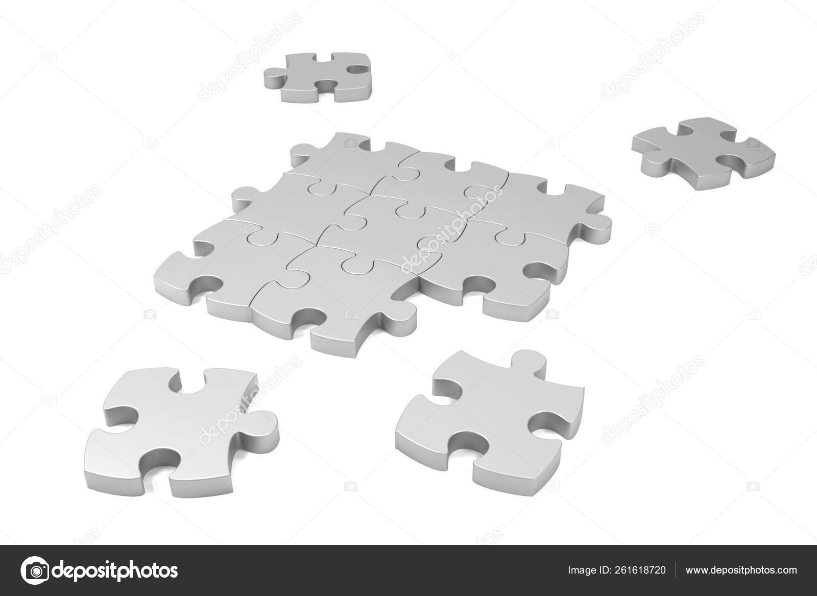 Puzzle Pieces Laying White Background Stock Photo by ©YAYImages 261618720