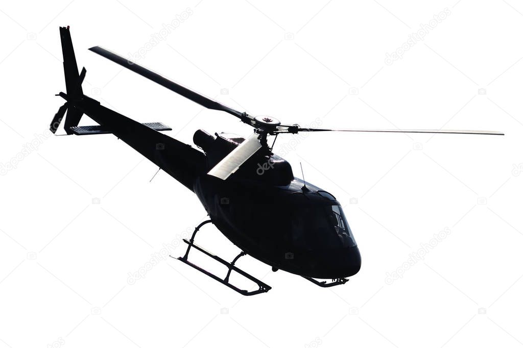 Silueta casi completa de un helic ptero que llega a tierra. Alta velocidad de obturaci n con un ...