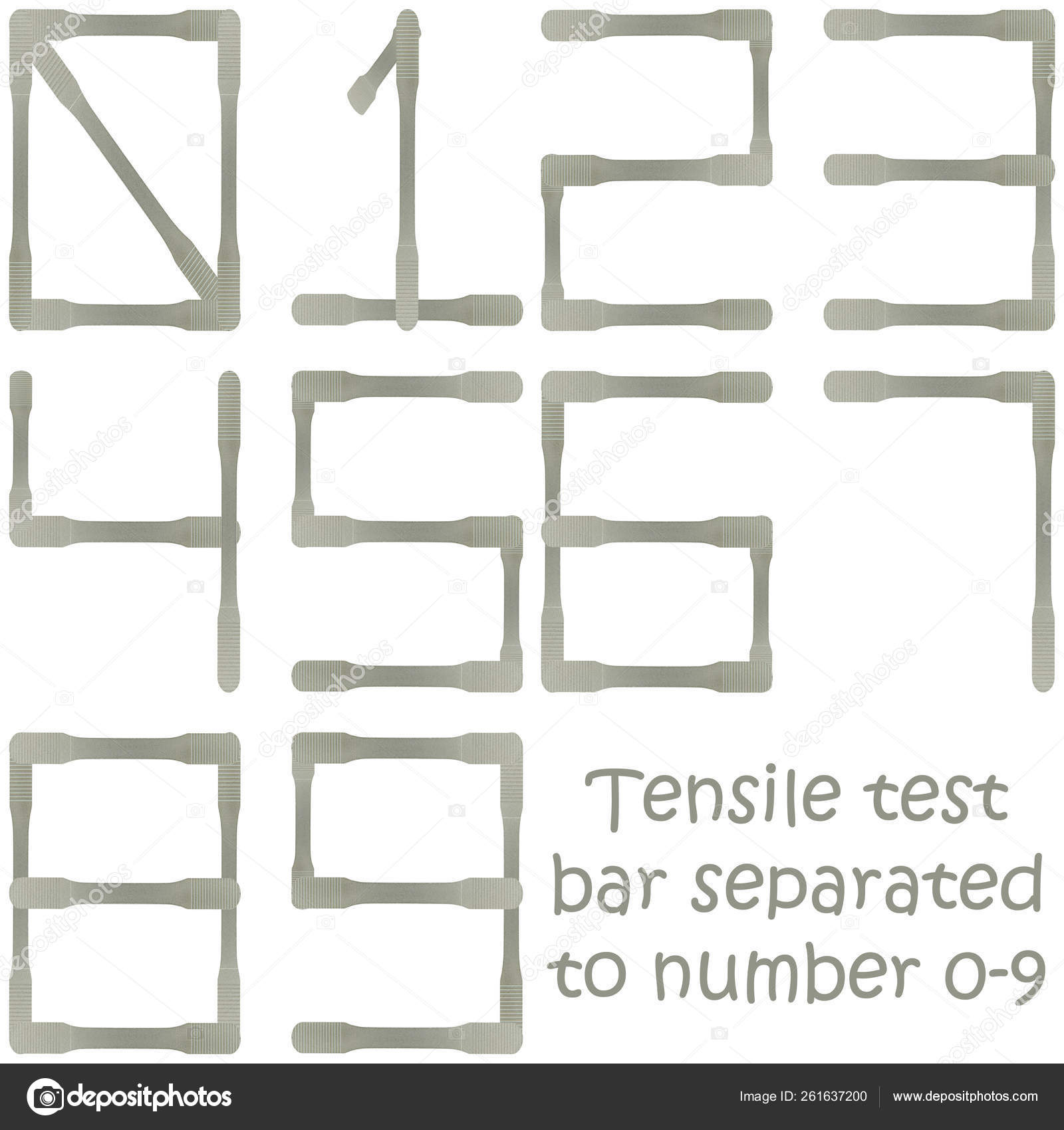 Tensile Test Bar Number Zero Nine Isolated White Background – Stock ...