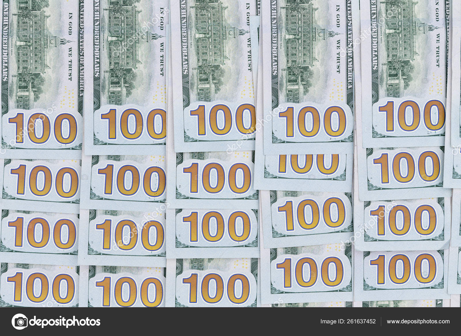 Neatly Arranged Background American 100 Dollar Bills All Numbers ...