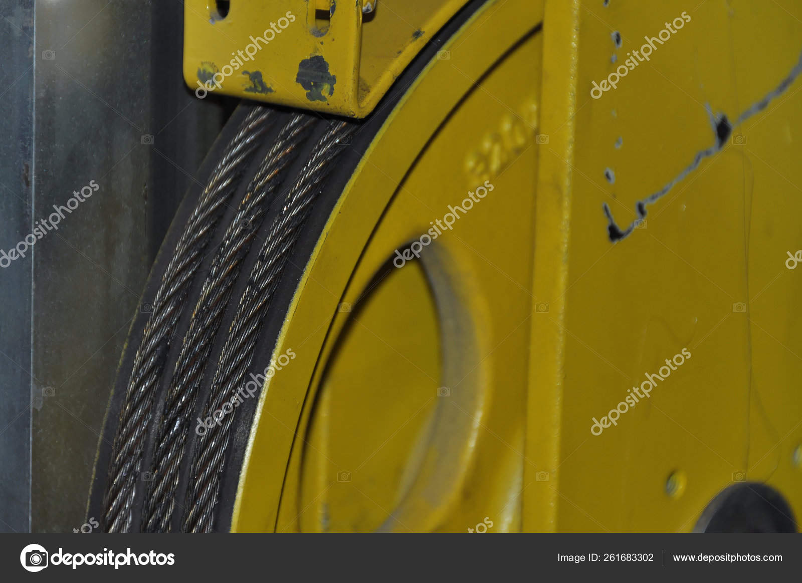 Closeup Detail Elevators Cable Winch Signs Usage Stock Photo by ...