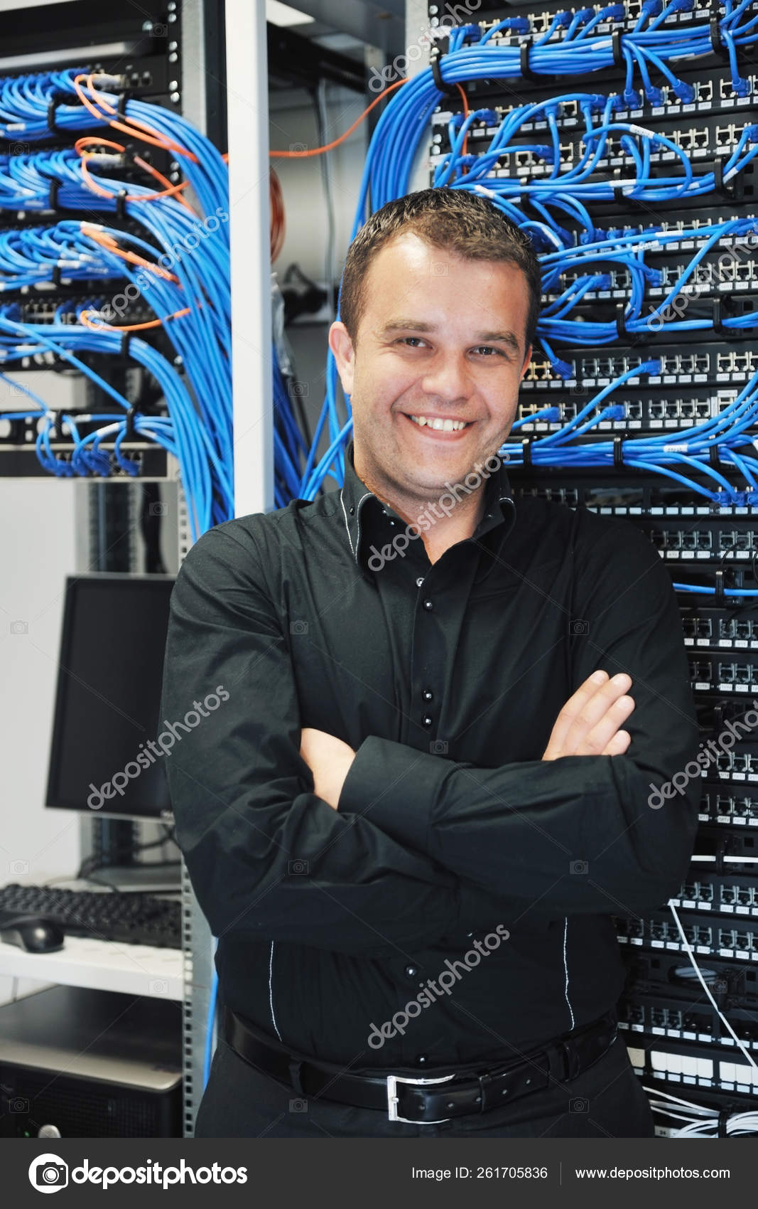 Man Server Room Modern Digital Concept Background Stock Photo by ...