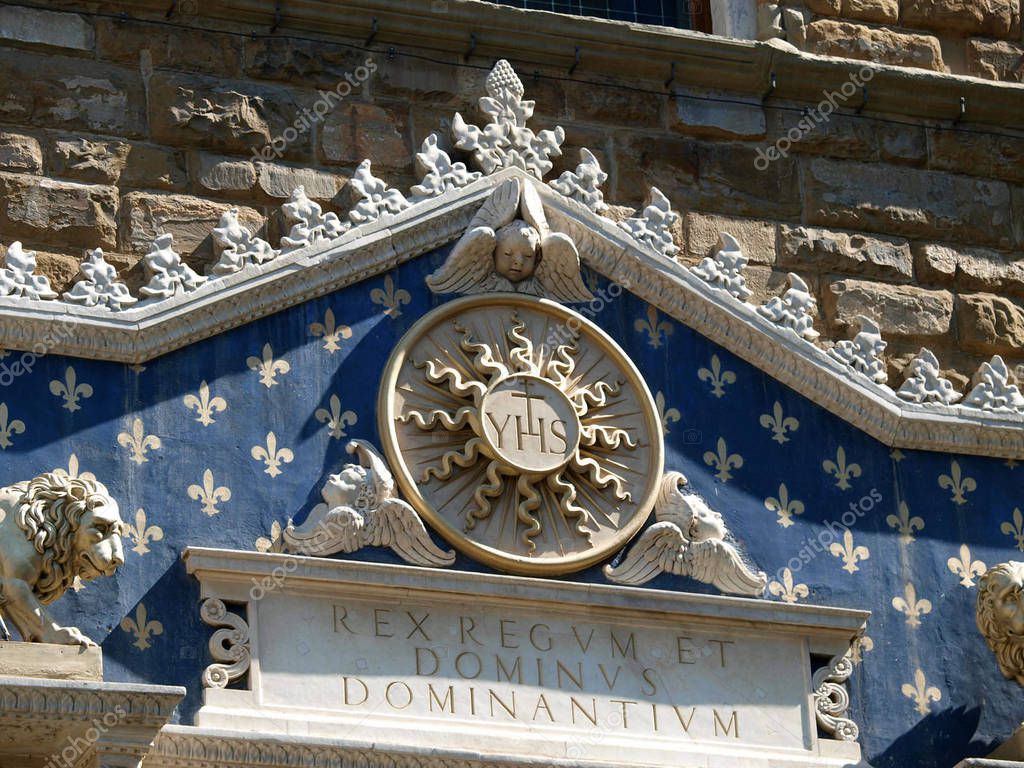 Florencia - Palazzo Vecchio. Entrada principal. Rex Regum et Dominus ...