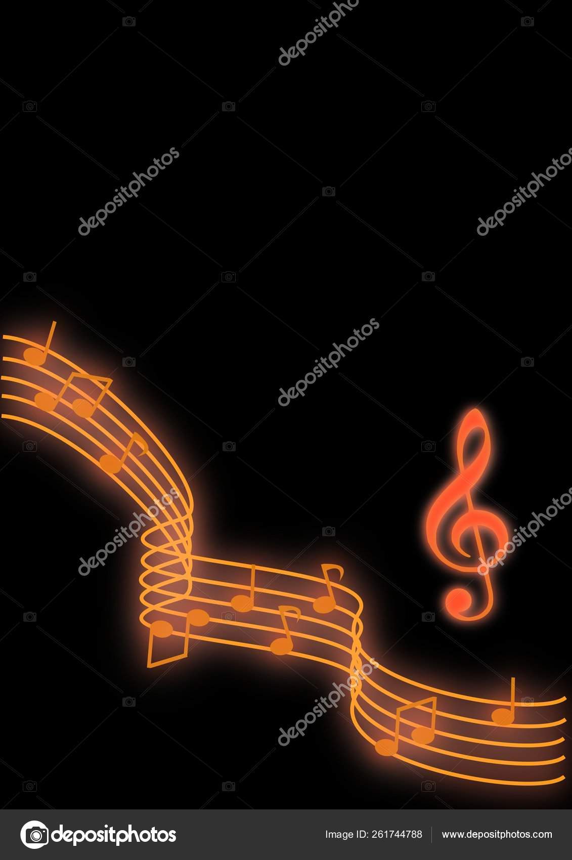 Orange Music Notes Background