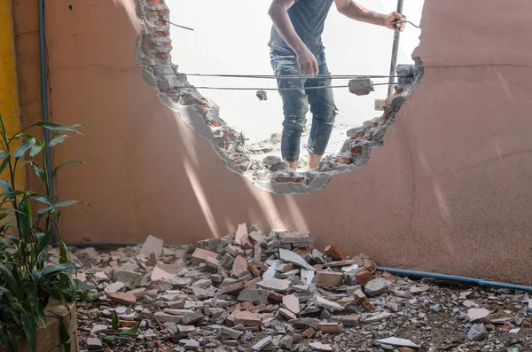Man Uses Hammer Smashed Walls House Stock Photo by ©aoo8449 179568640