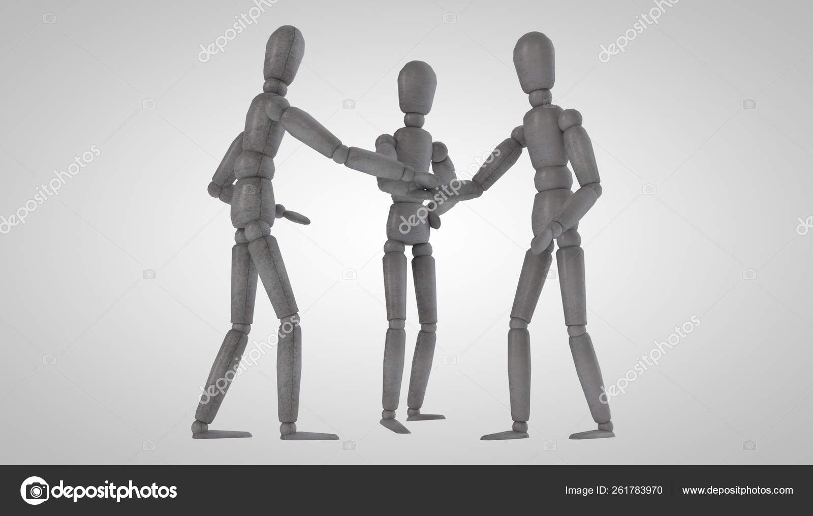 Puppet Model Stone Texture Stand Shake Hands White Gray Background ...