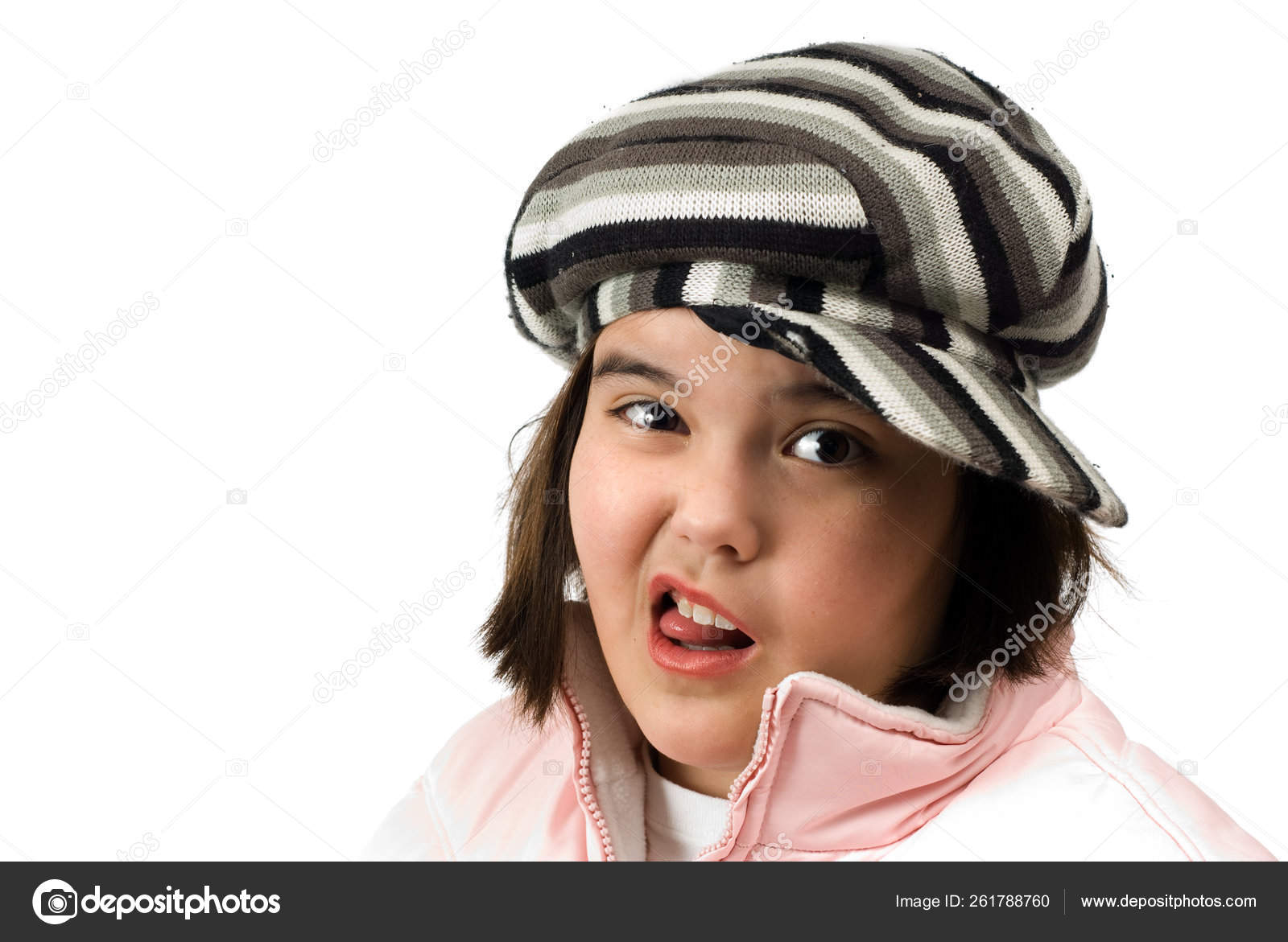 Young Girl Making Silly Face Isolated White Background Stock Photo by ...