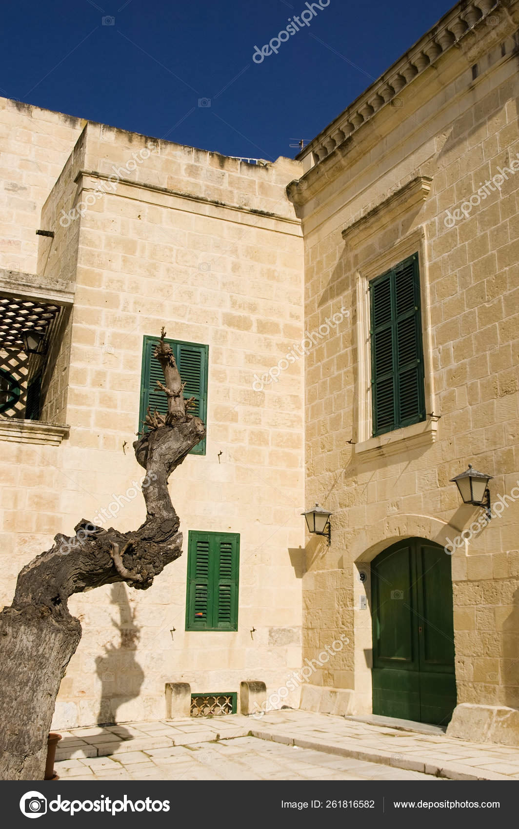 Medieval Limestone Facade Traditional Baroque Style Mdina Island Malta ...