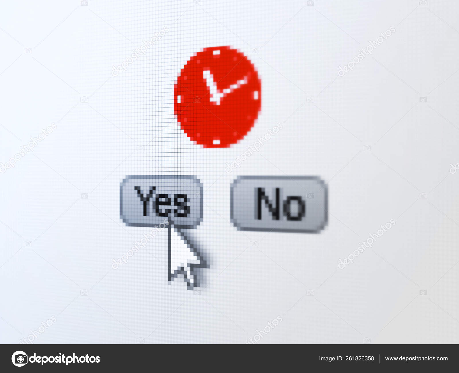 Time Concept Buttons Yes Pixelated Clock Icon Arrow Cursor Digital ...