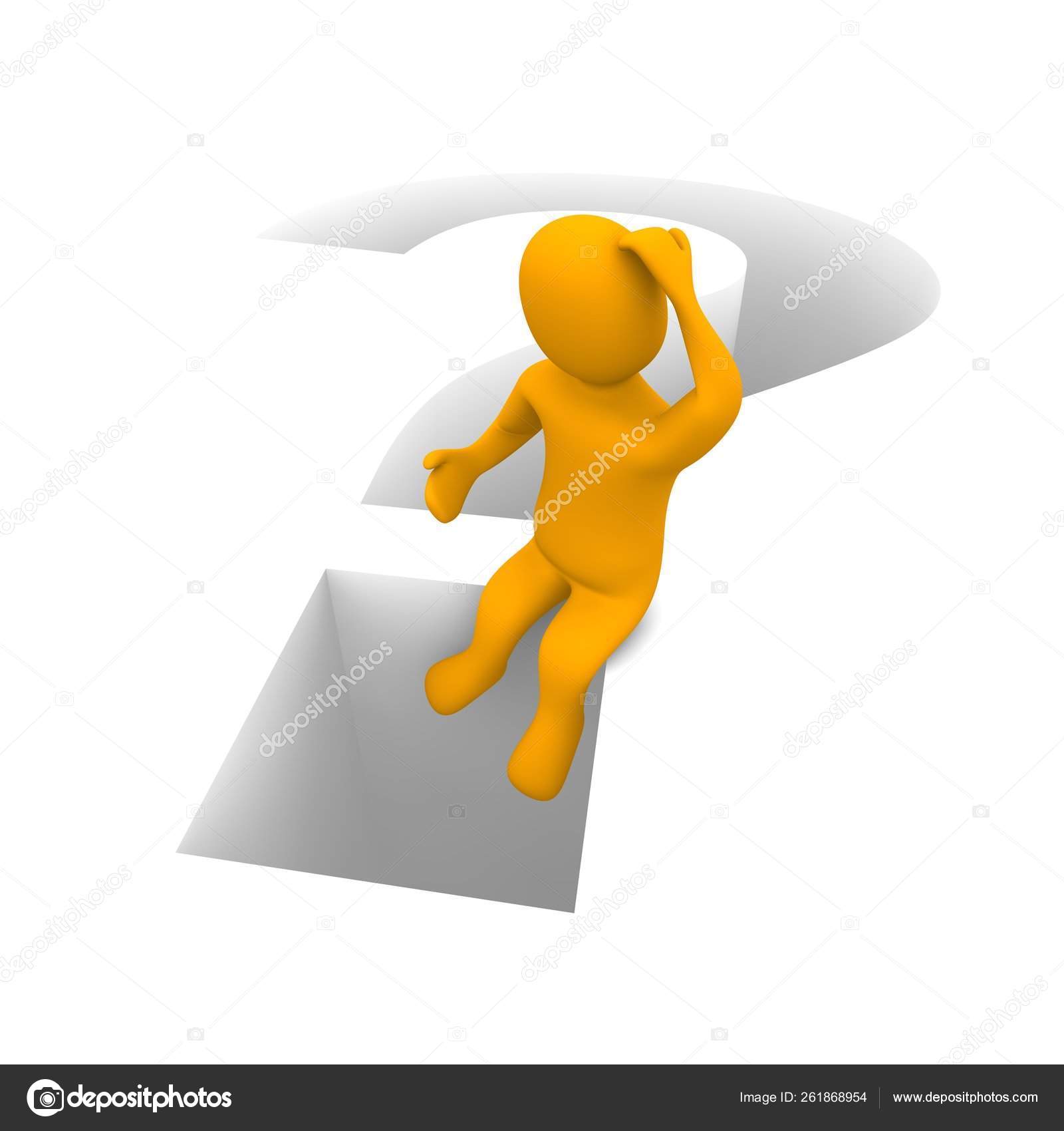 Sitting Thinking Man Question Mark Rendered Illustration Stock Photo by ...