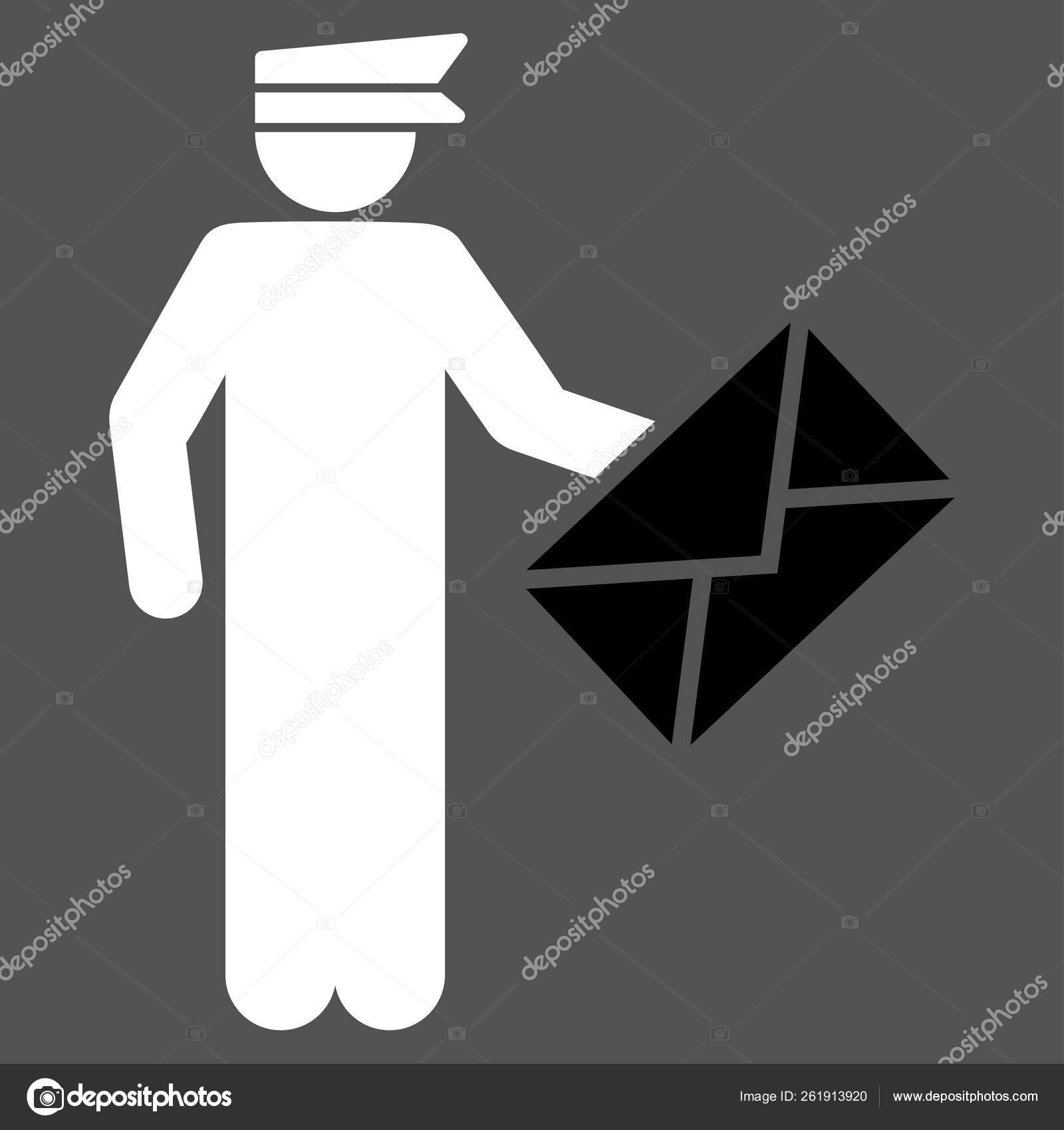 Postman Icon Flat Raster Symbol Uses Black White Colors Rounded Stock ...