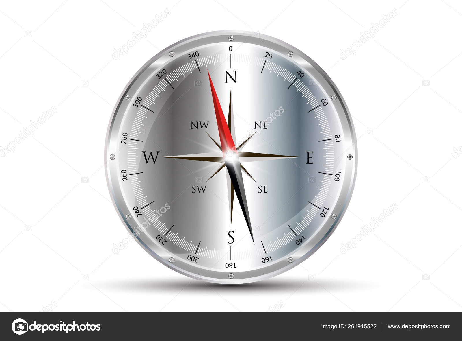 Metallic Compass Red Indicator Screws Stock Photo by ©YAYImages 261915522