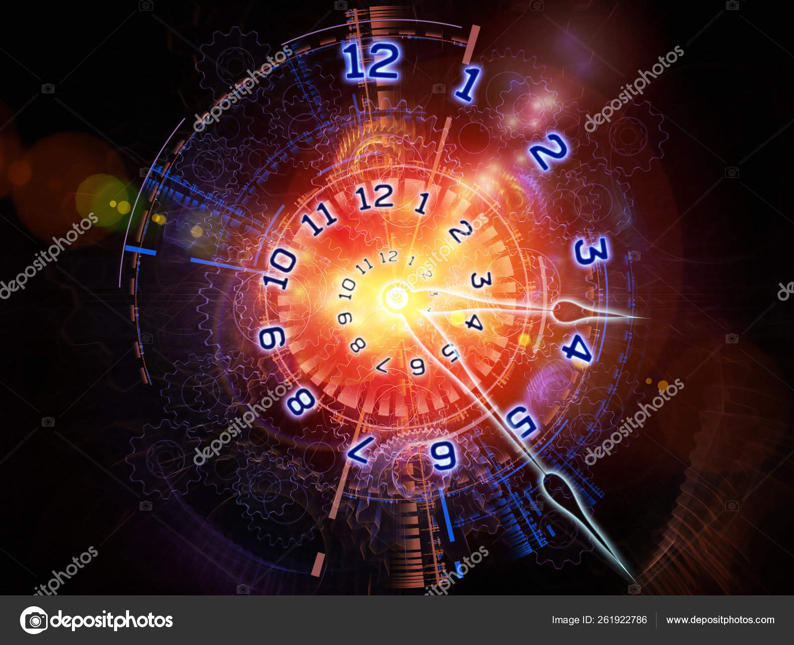 Background Design Clock Hands Gears Lights Abstract Design Elements ...