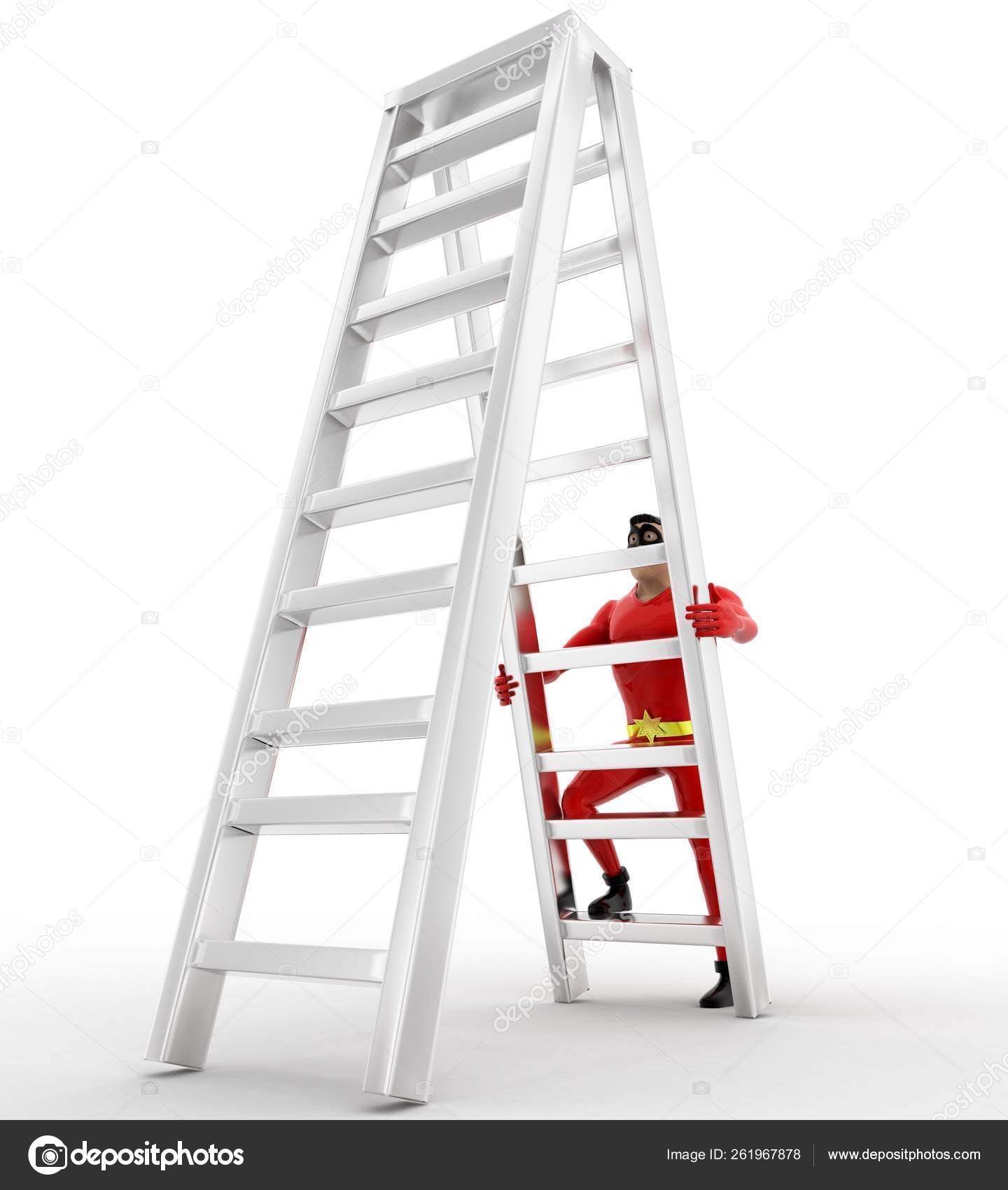 Superhero Climb Double Sided Ladder Concept White Background Side Angle ...