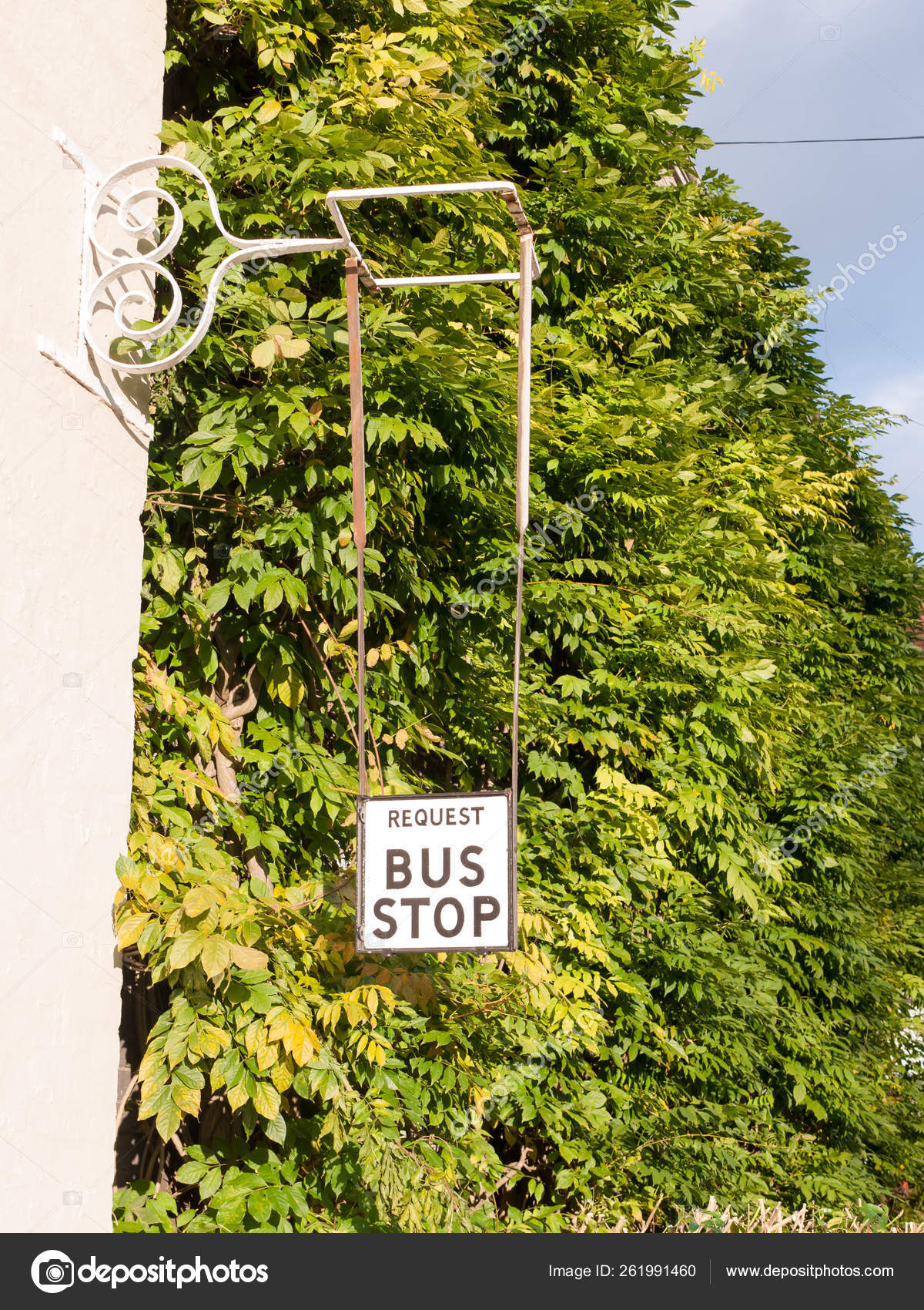 Old Fashioned Retro Request Bus Stop Sign Essex England — Stock Photo ...