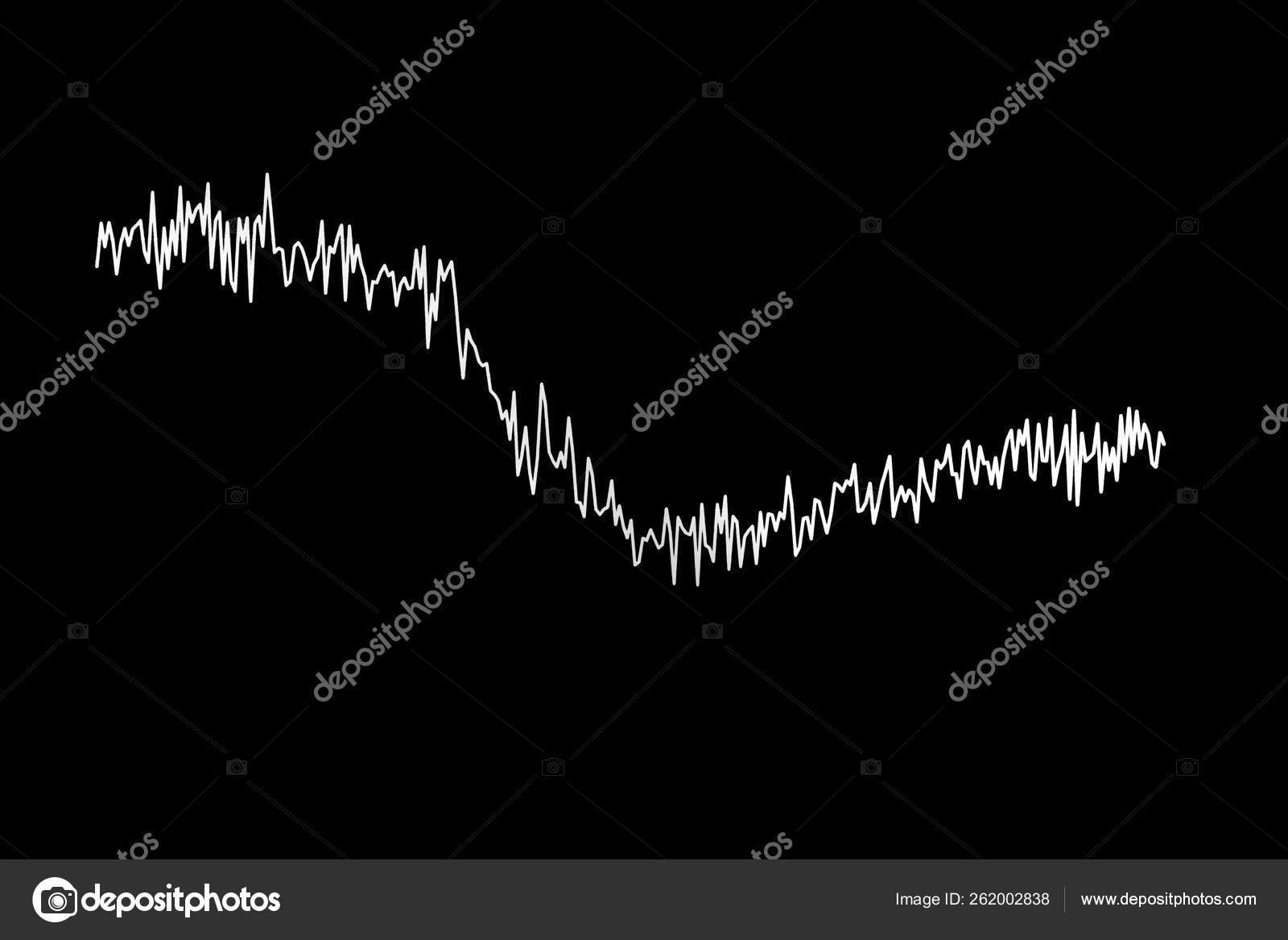Simple Chart Illustrating Recession White Line Black Background — Stock ...