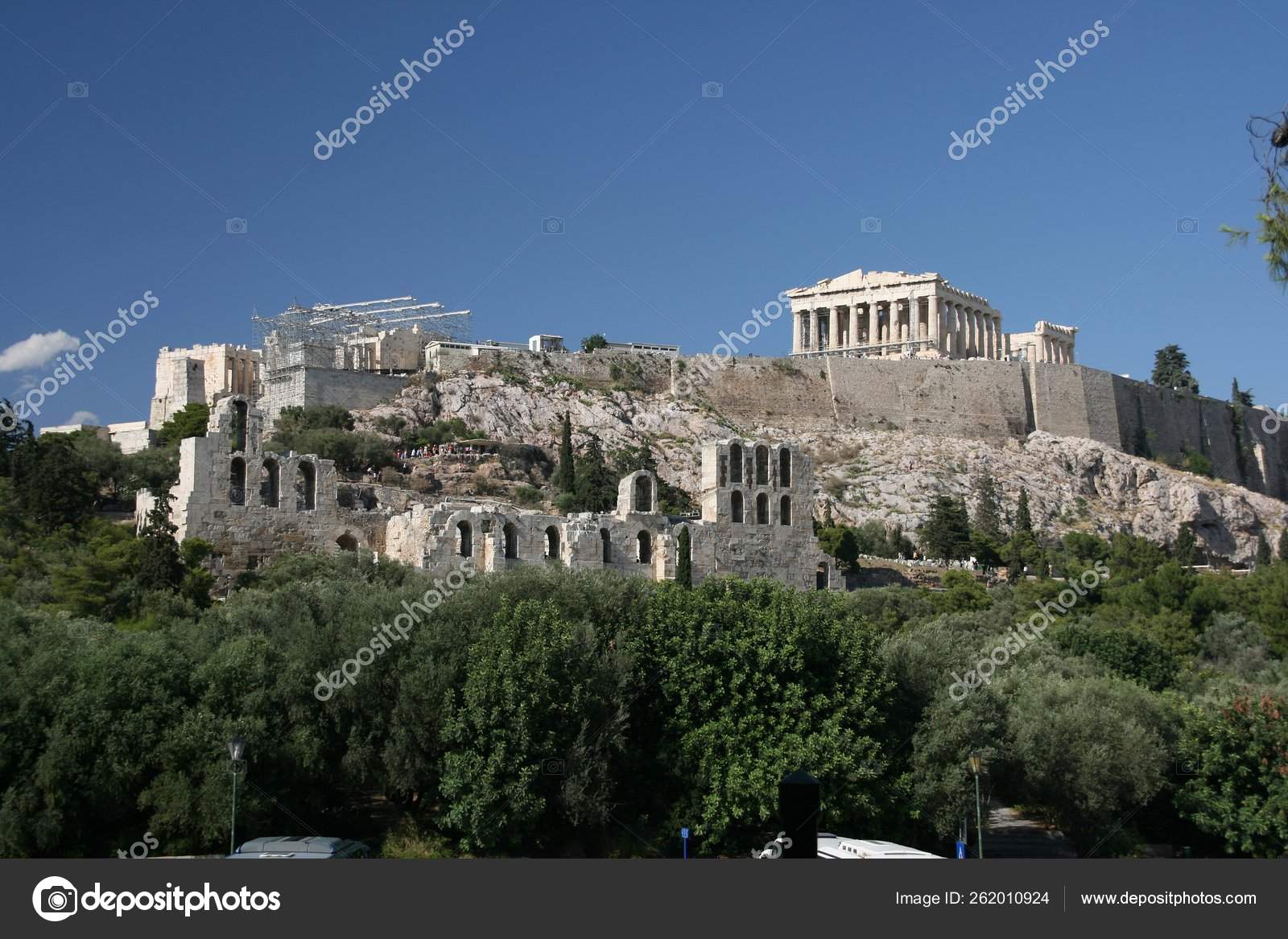 Rock Parthenon Herodion Theatre Landmarks Athens Greece — Stock Photo ...