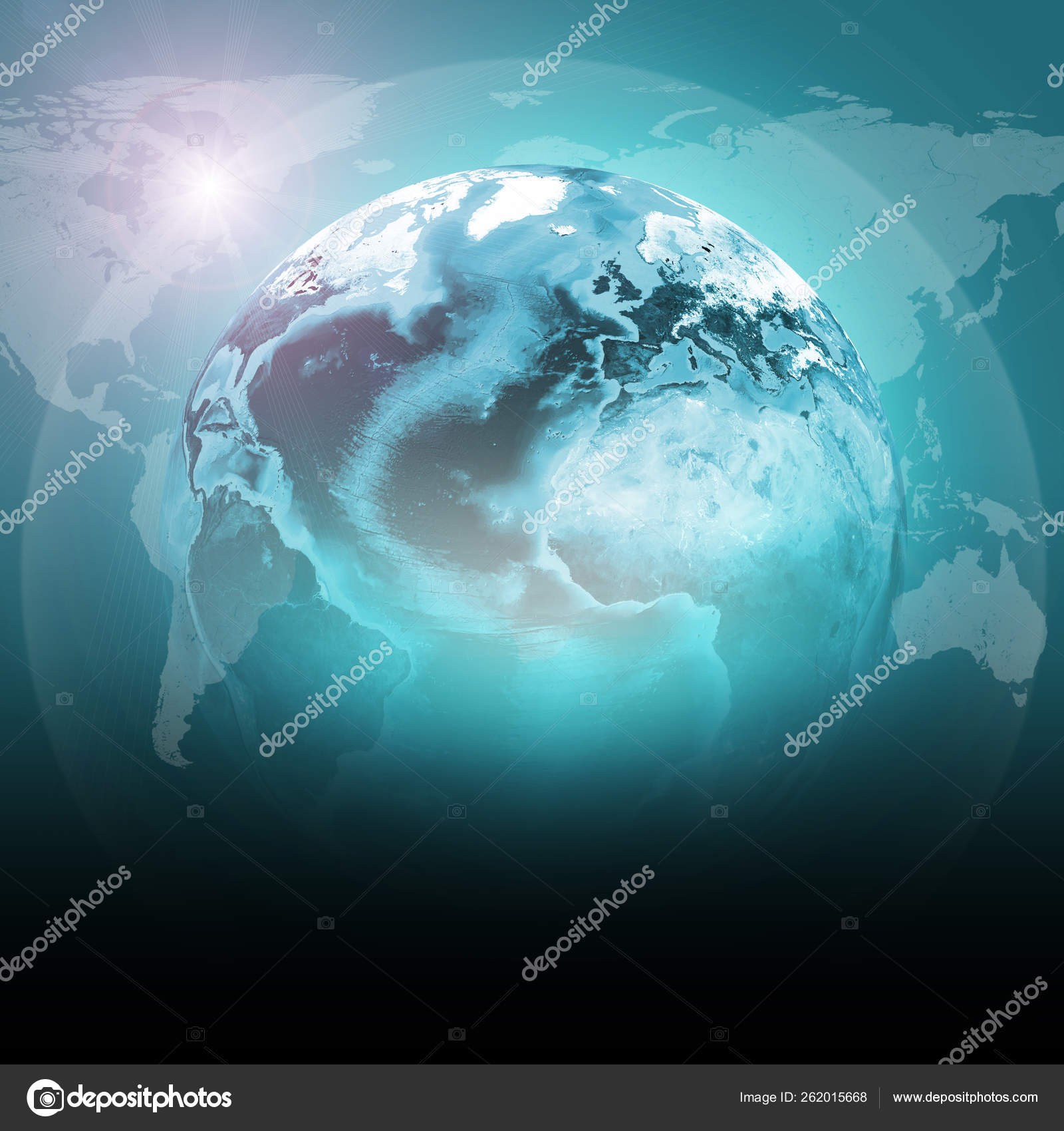 Green Earth Globe Continents Transparent World Map Dark Background ...