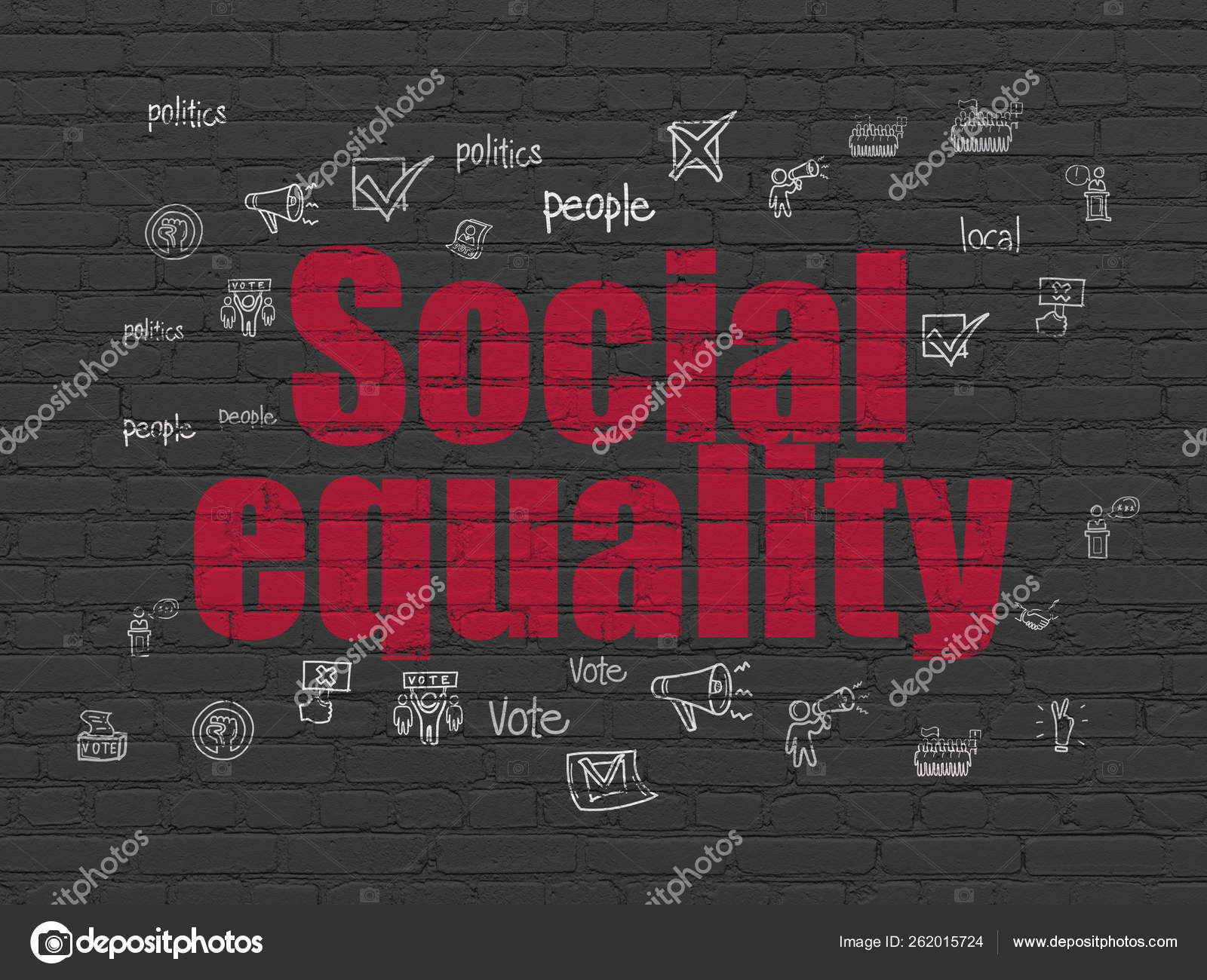 Politics Concept Painted Red Text Social Equality Black Brick Wall ...