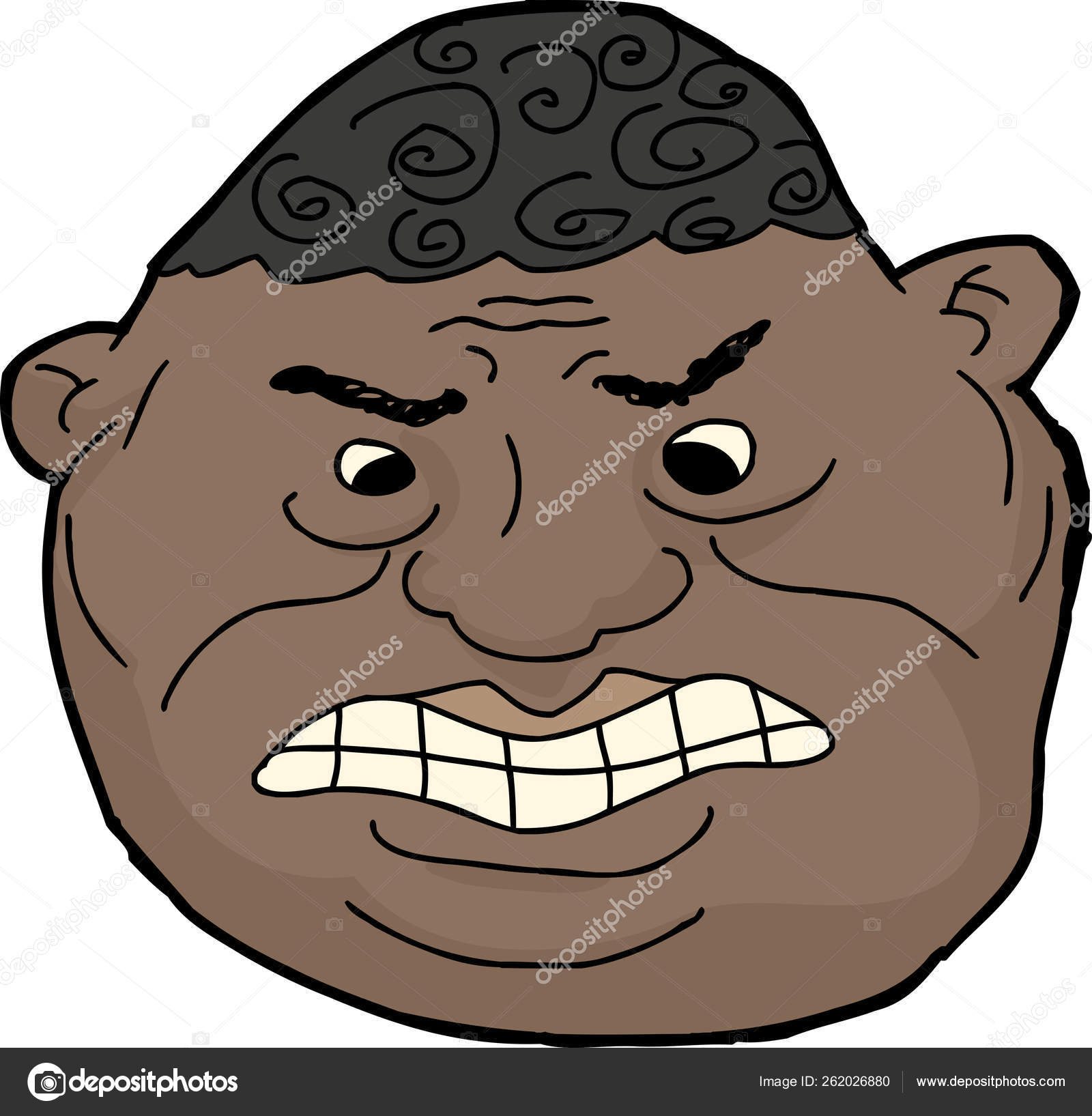 Single Angry Face Cartoon Avatar White Stock Illustration by ©YAYImages ...