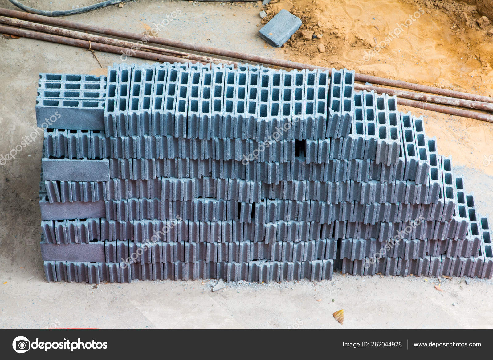 Stack Raw Bricks Texture Gray Brick Stack Construction Stock Photo by ...