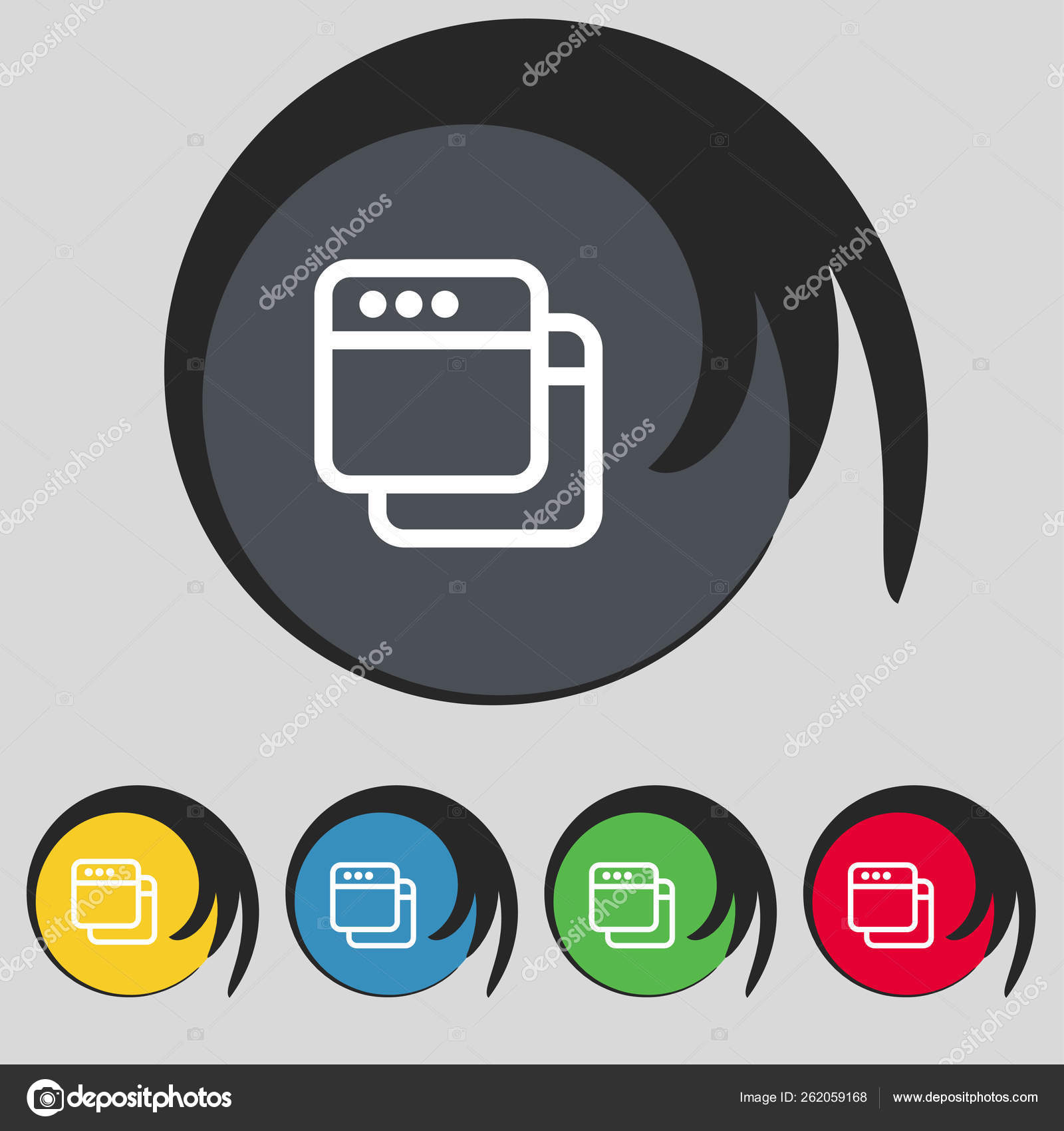 Simple Browser Window Icon Sign Symbol Five Colored Buttons ...
