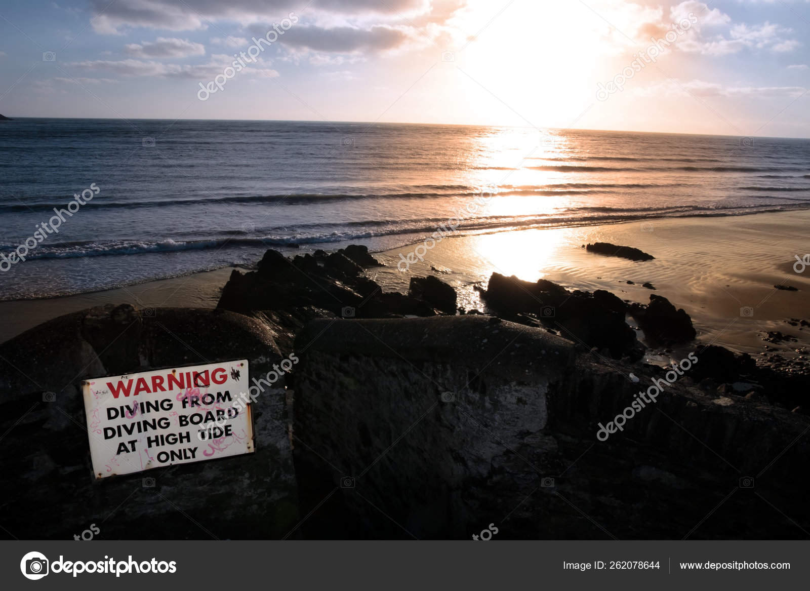 Warning Sign Cliffs Youghal County Cork Ireland Stock Photo by ...