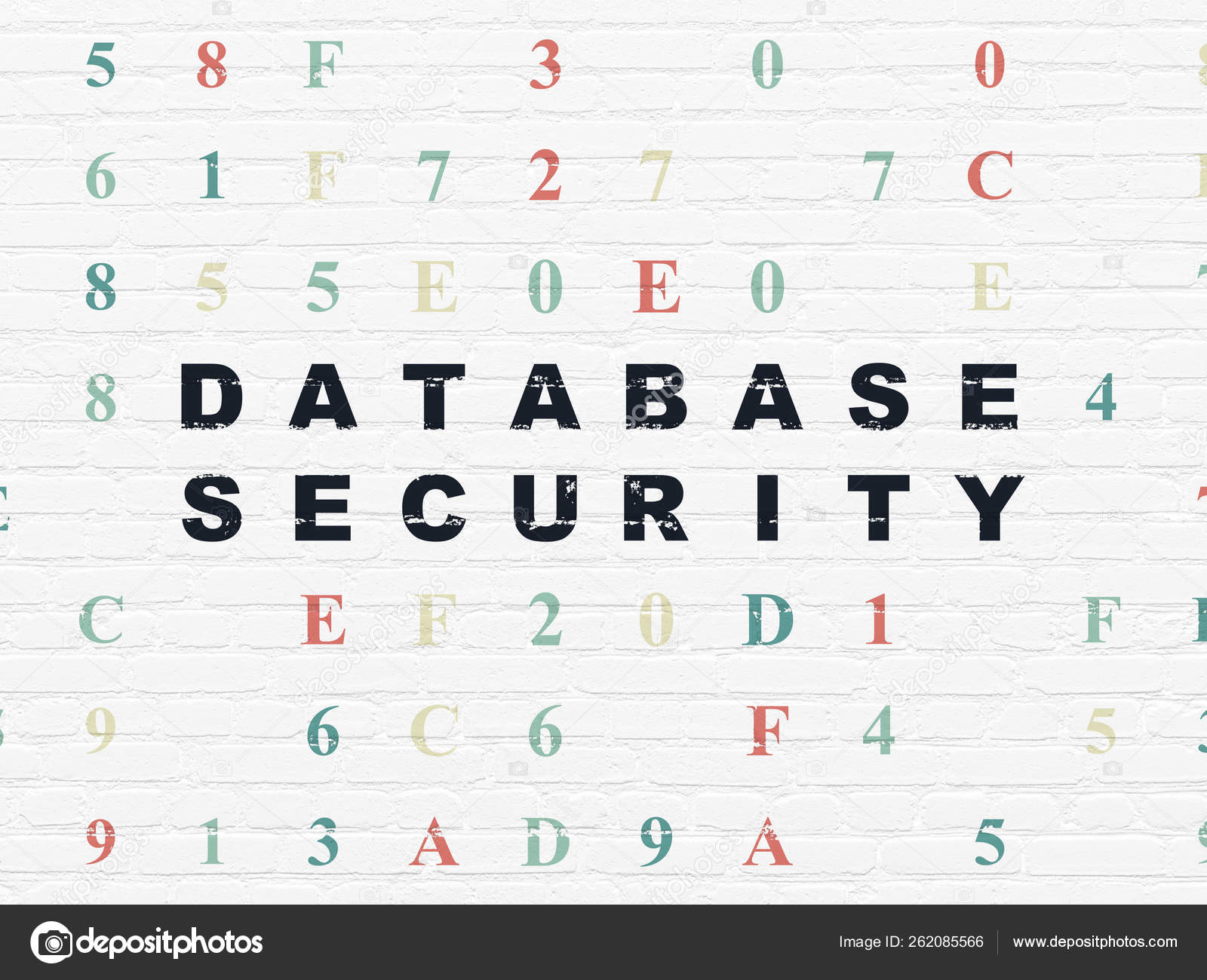 Database Concept Painted Black Text Database Security White Brick Wall ...