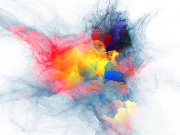 Abstract design made of bursting strands of fractal smoke and paint on ...
