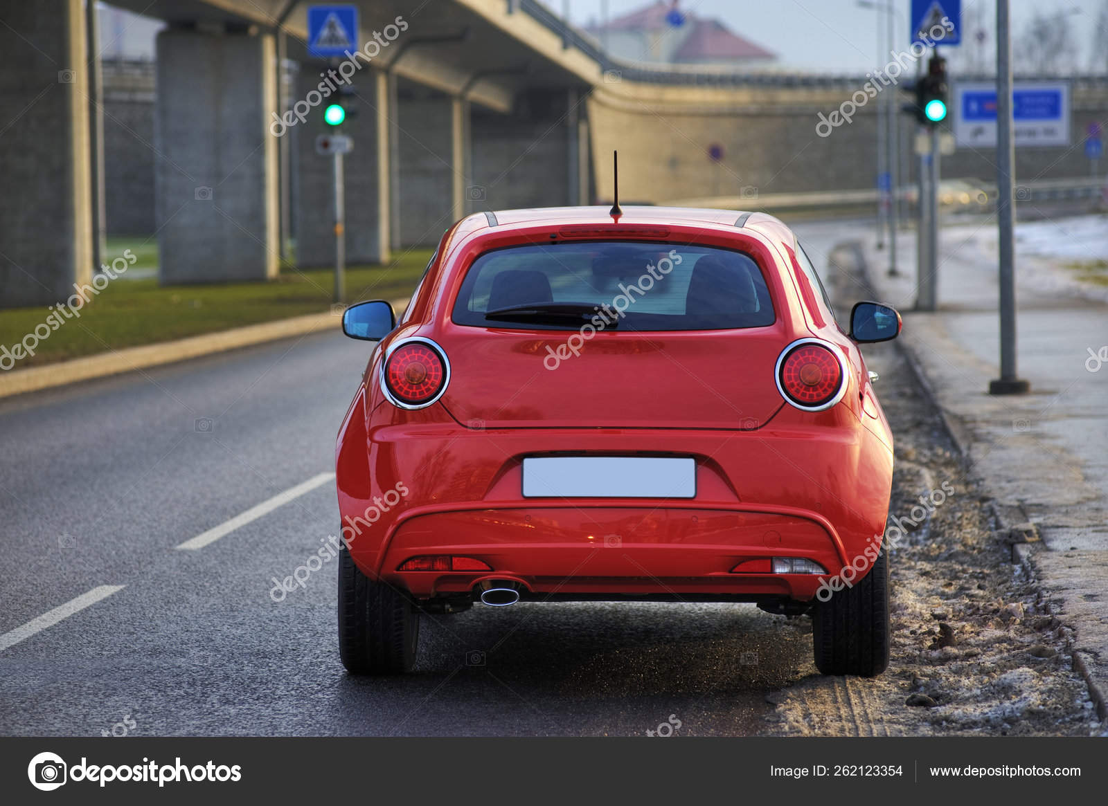 Red Car View Rear Bridge Riga Latvia – Stock Editorial Photo ...