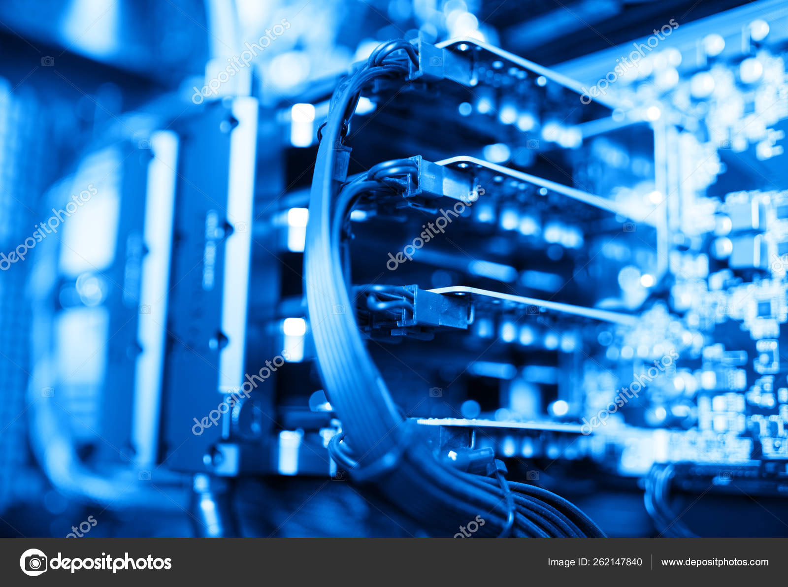 Horizontal Blue Gpu Quad Sli Video Card Bokeh Background Stock Photo by ...