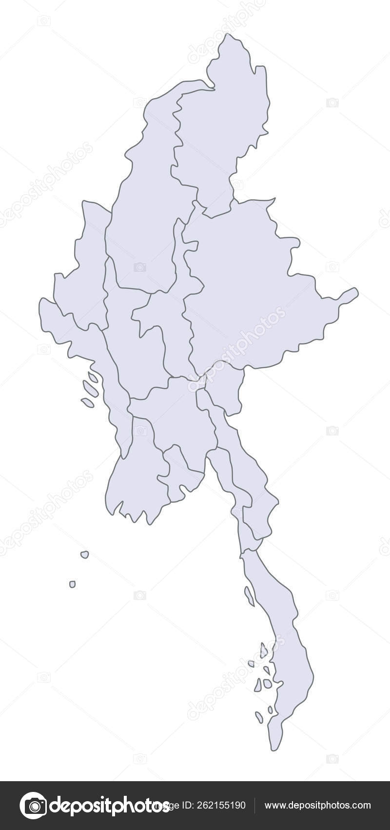 Stylized Map Myanmar Showing Different Provinces Stock Photo by ...
