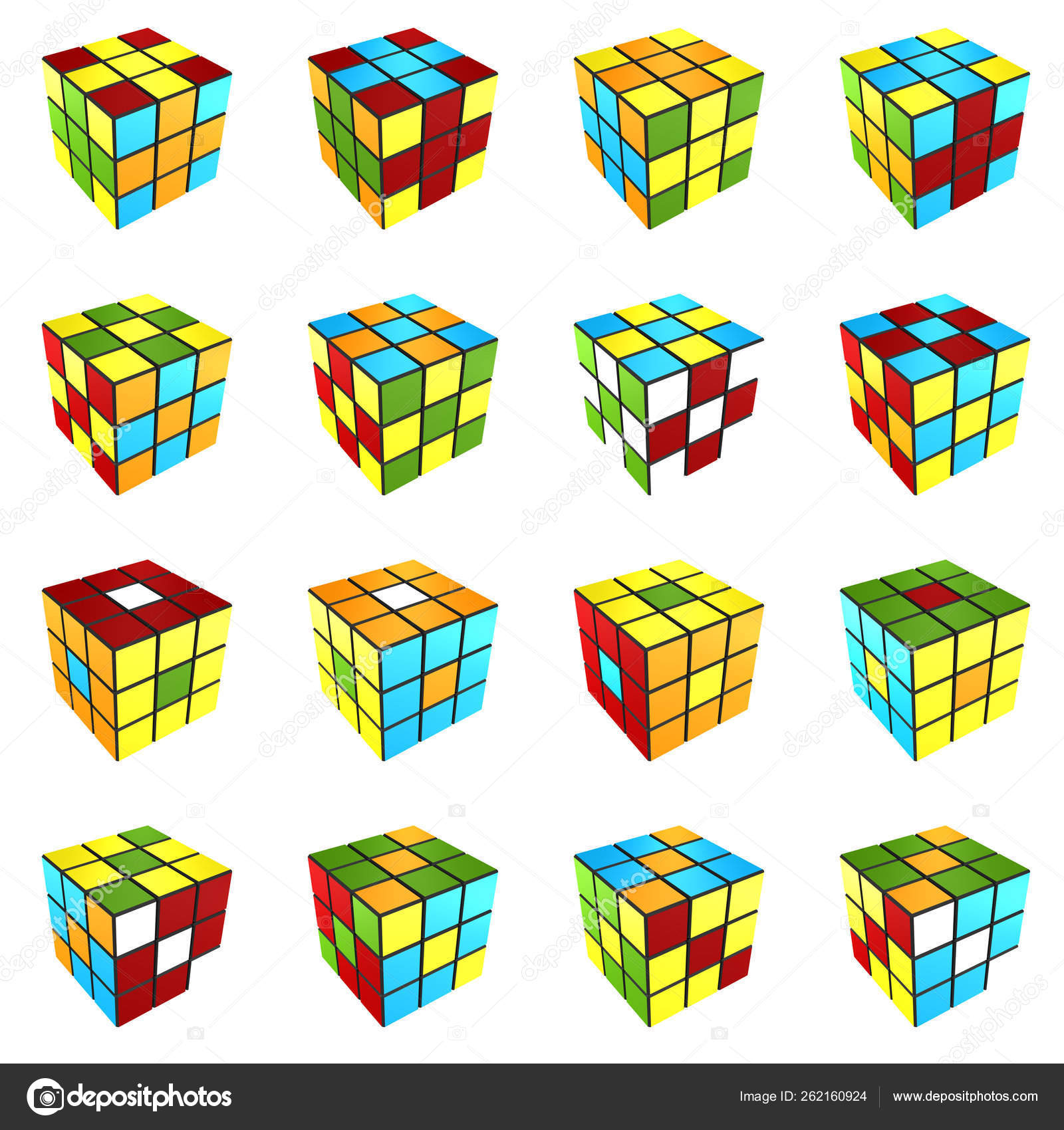 Rubik's Cube Different Pattern White Background Render — Stock Photo ...