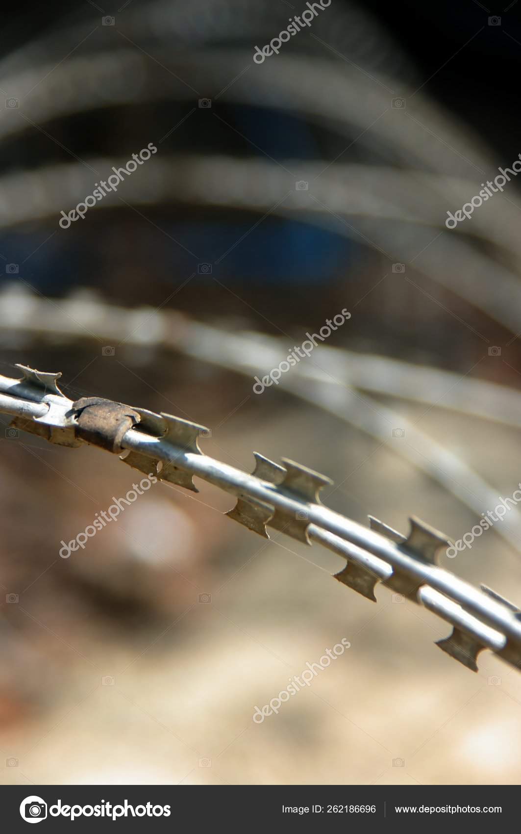 Old Rusting Barbed Razor Wire Coils Oblique Light Shallow Dof — Stock ...