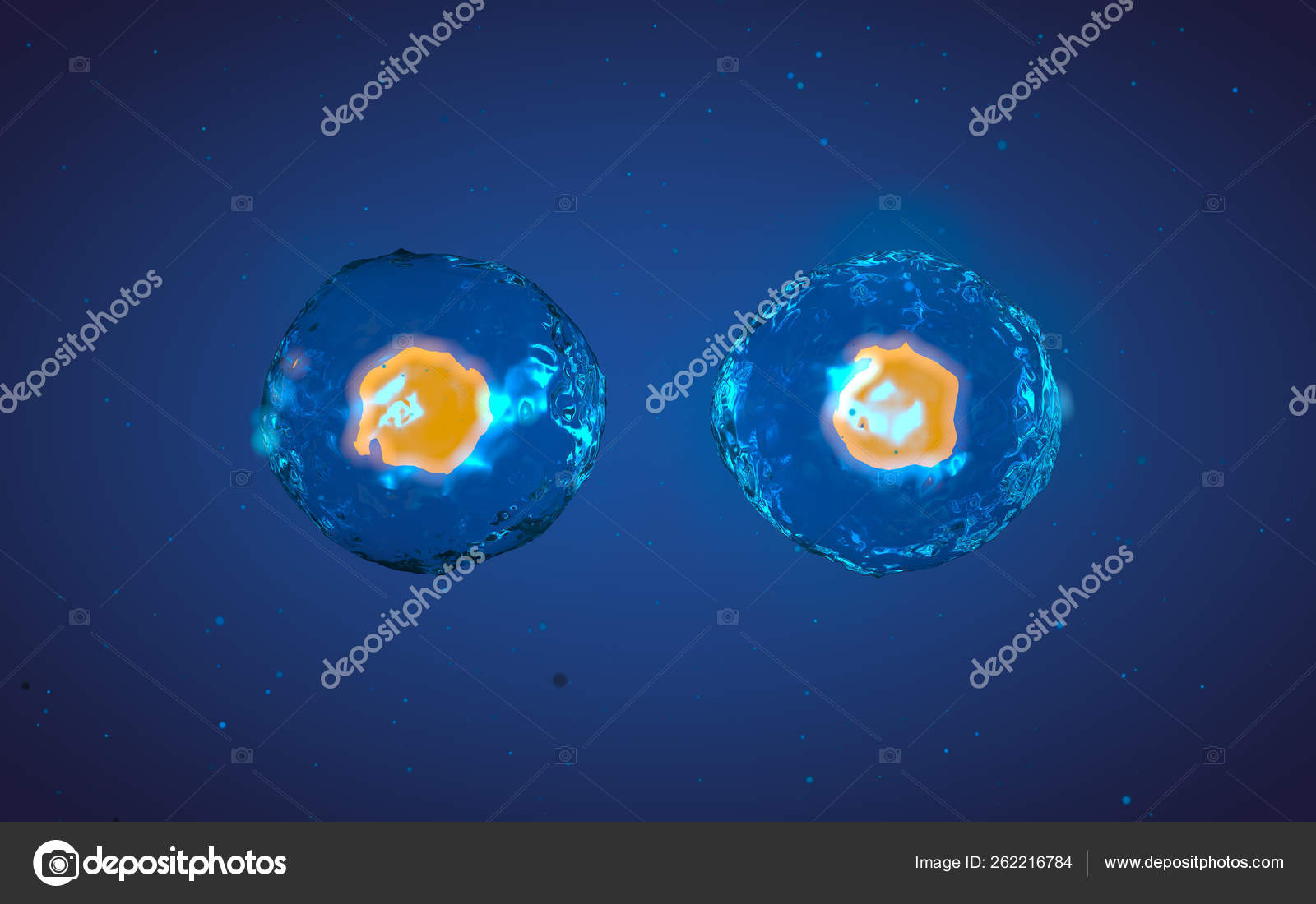 Abstract Medical Illustration Cell Division Process Yellow Core Liquid ...