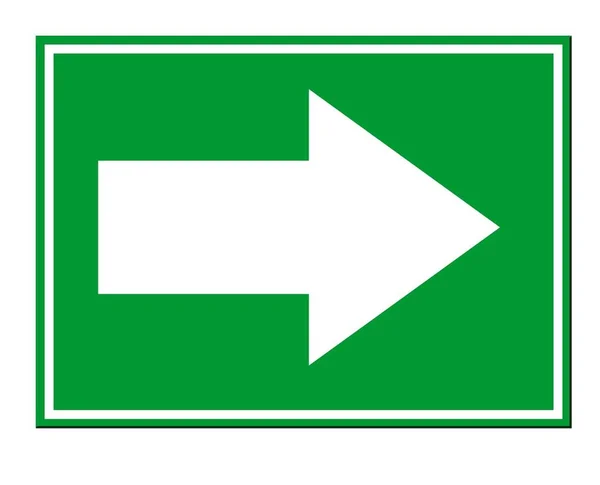 Green Directional Arrow Turn Sign Isolated White Background — Stock ...