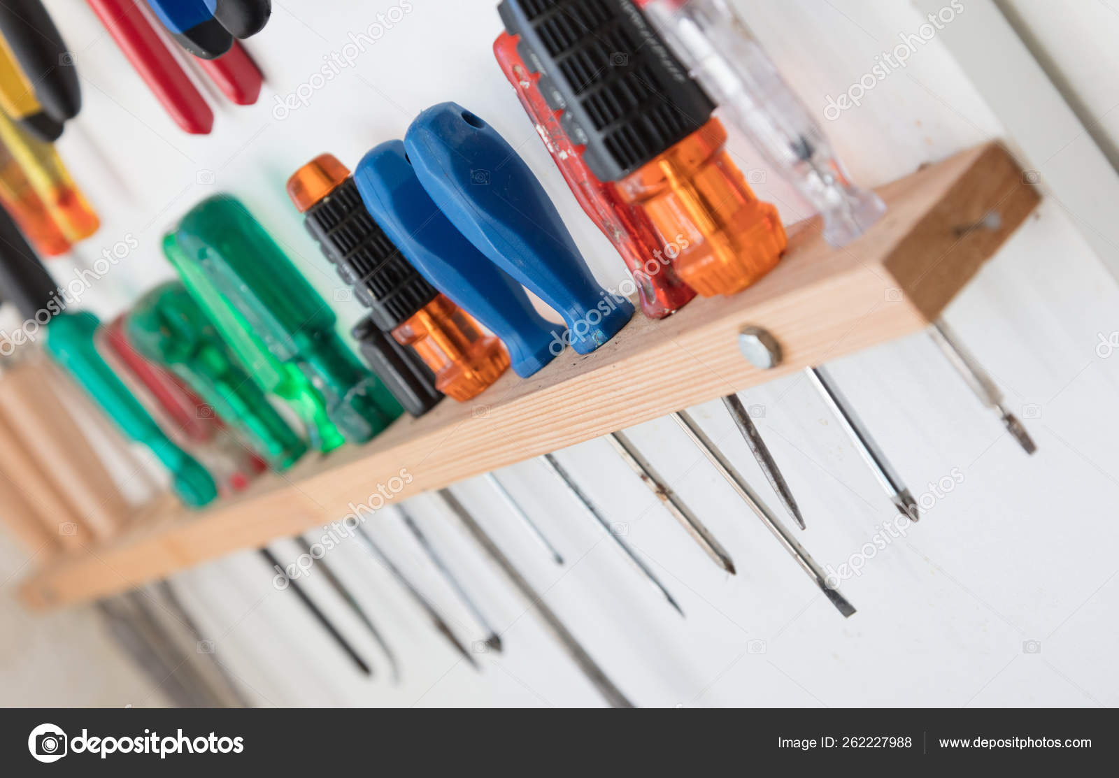 Assorted Tools White Tool Board Selective Focus Stock Photo by ...