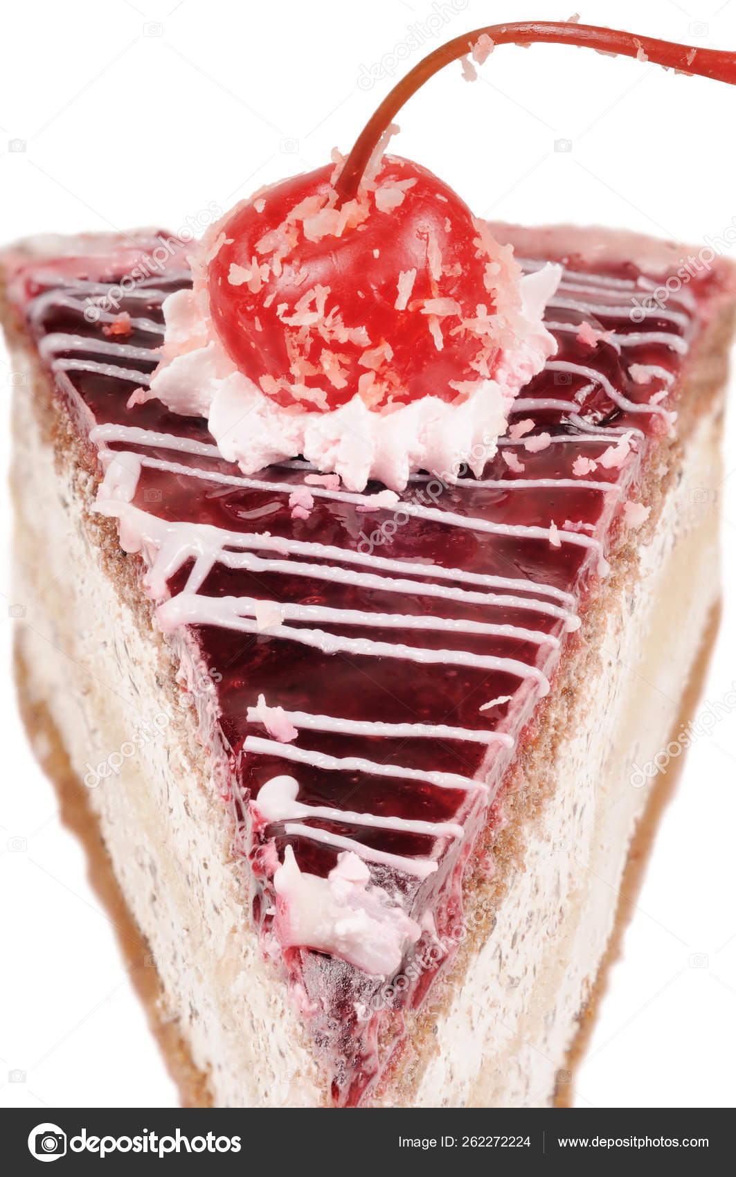 Slice Cake Cherry Close Isolated White — Stock Photo © YAYImages #262272224