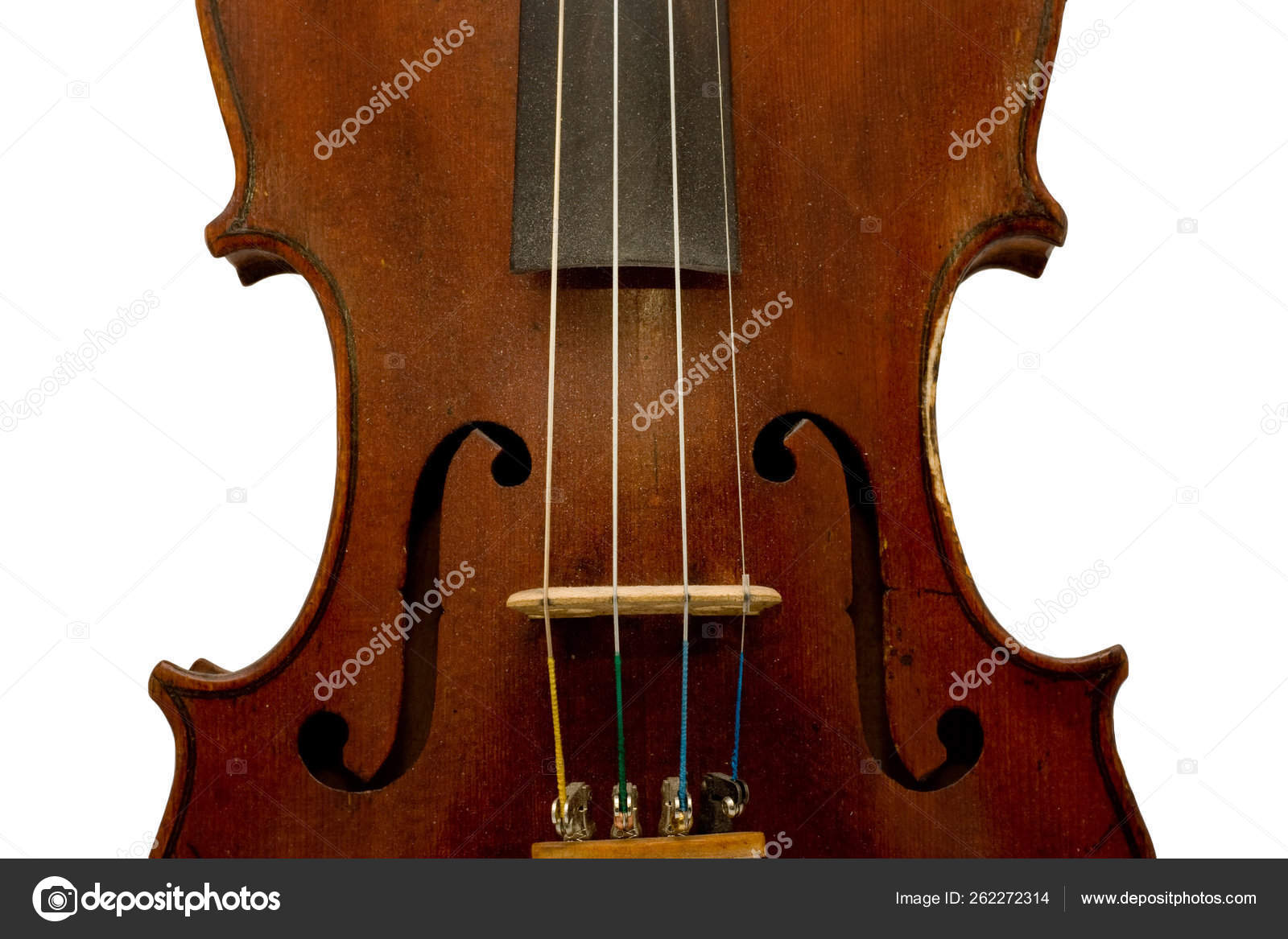 Sebuah Tampilan Depan Biola Tua Pada Latar Belakang Putih Yang — Foto ...
