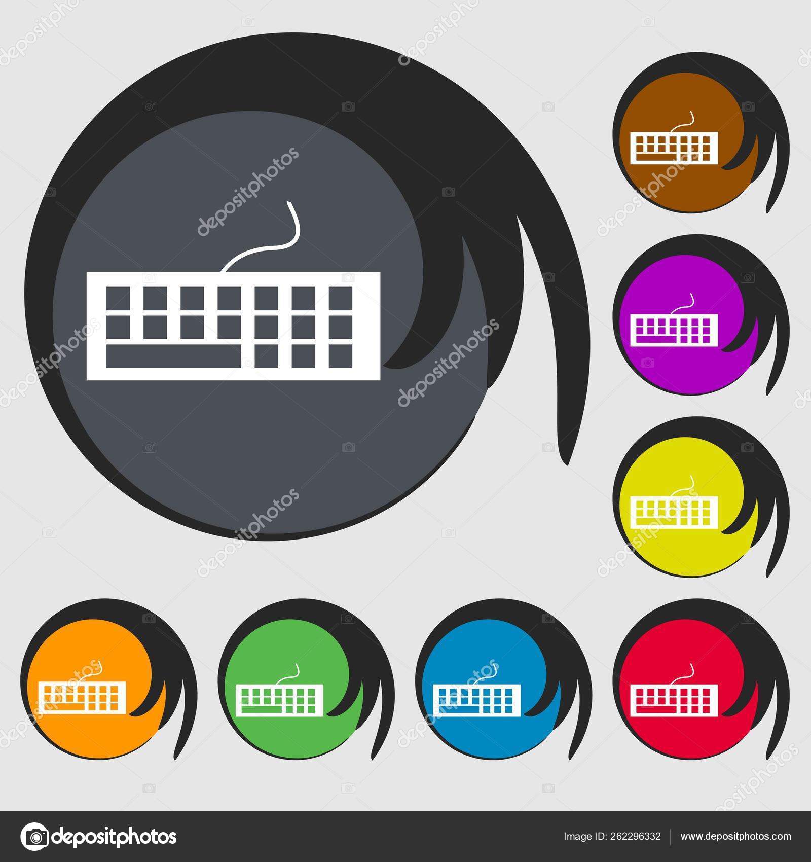 Icône Clavier D'ordinateur Symboles Sur Huit Boutons Colorés ...