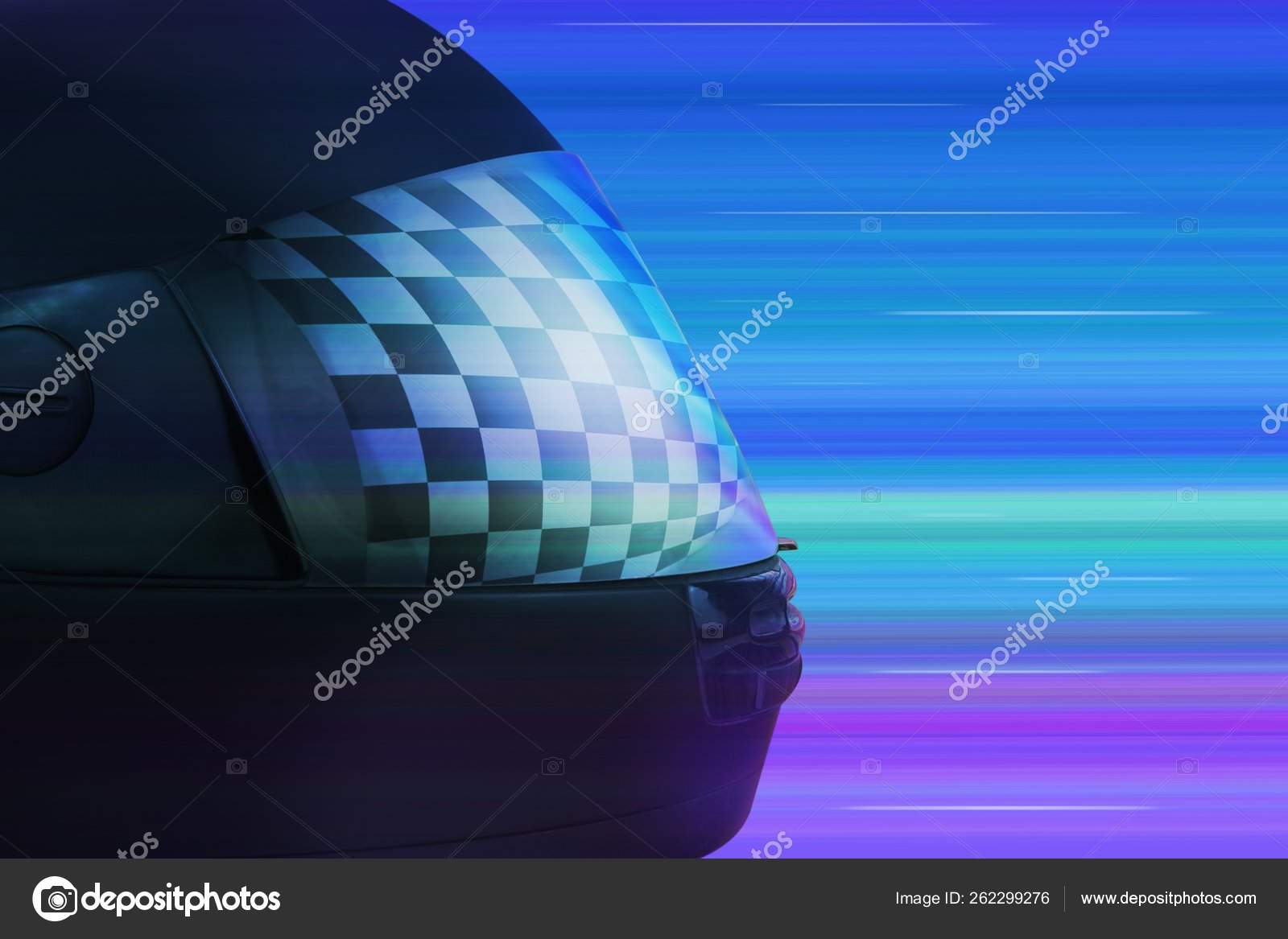 Racing Crash Helmet Chequered Flag Reflection Visor Coloured Background ...