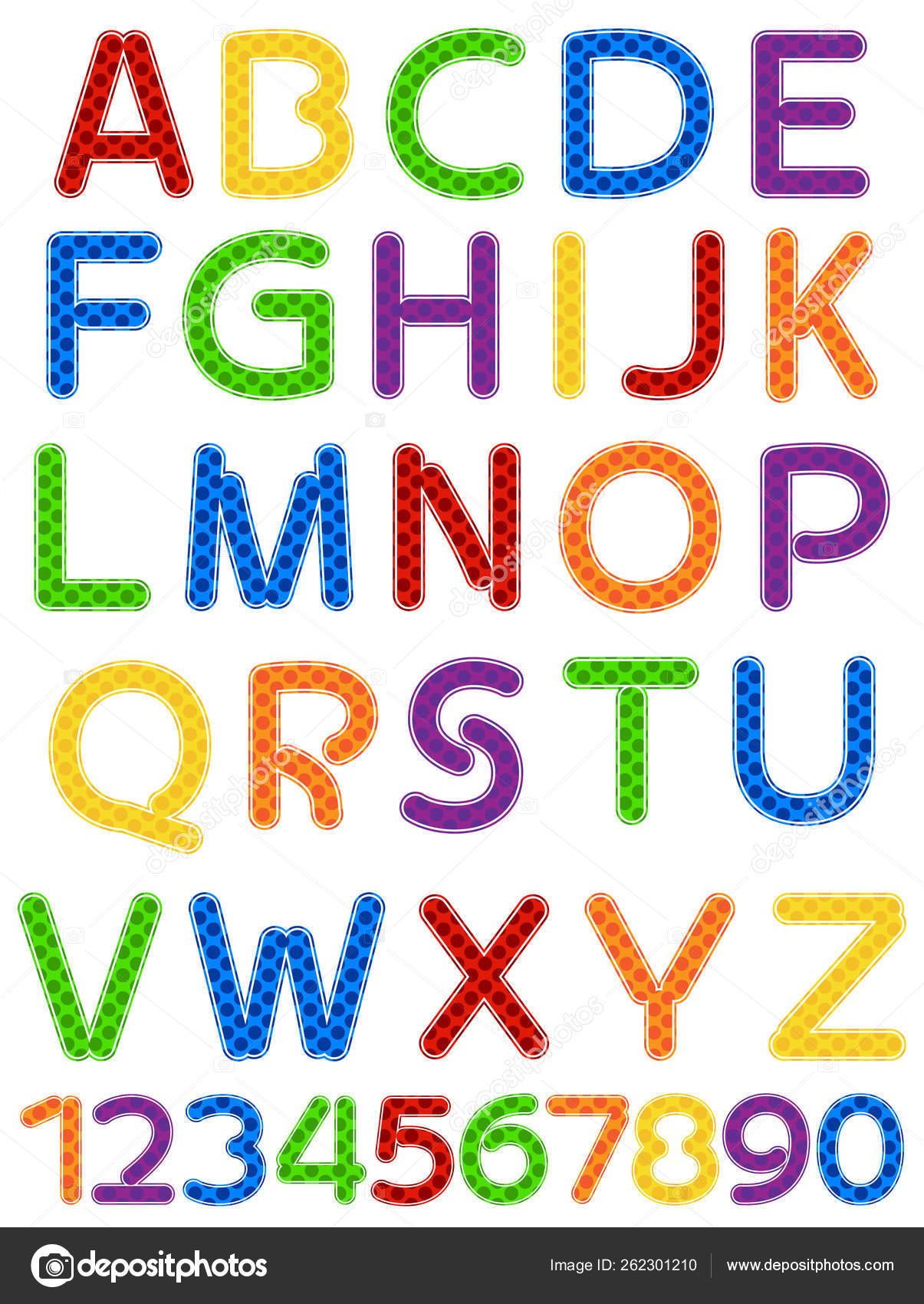 Fun Colorful Alphabet Letters Numbers Vector Illustration Stock Photo ...