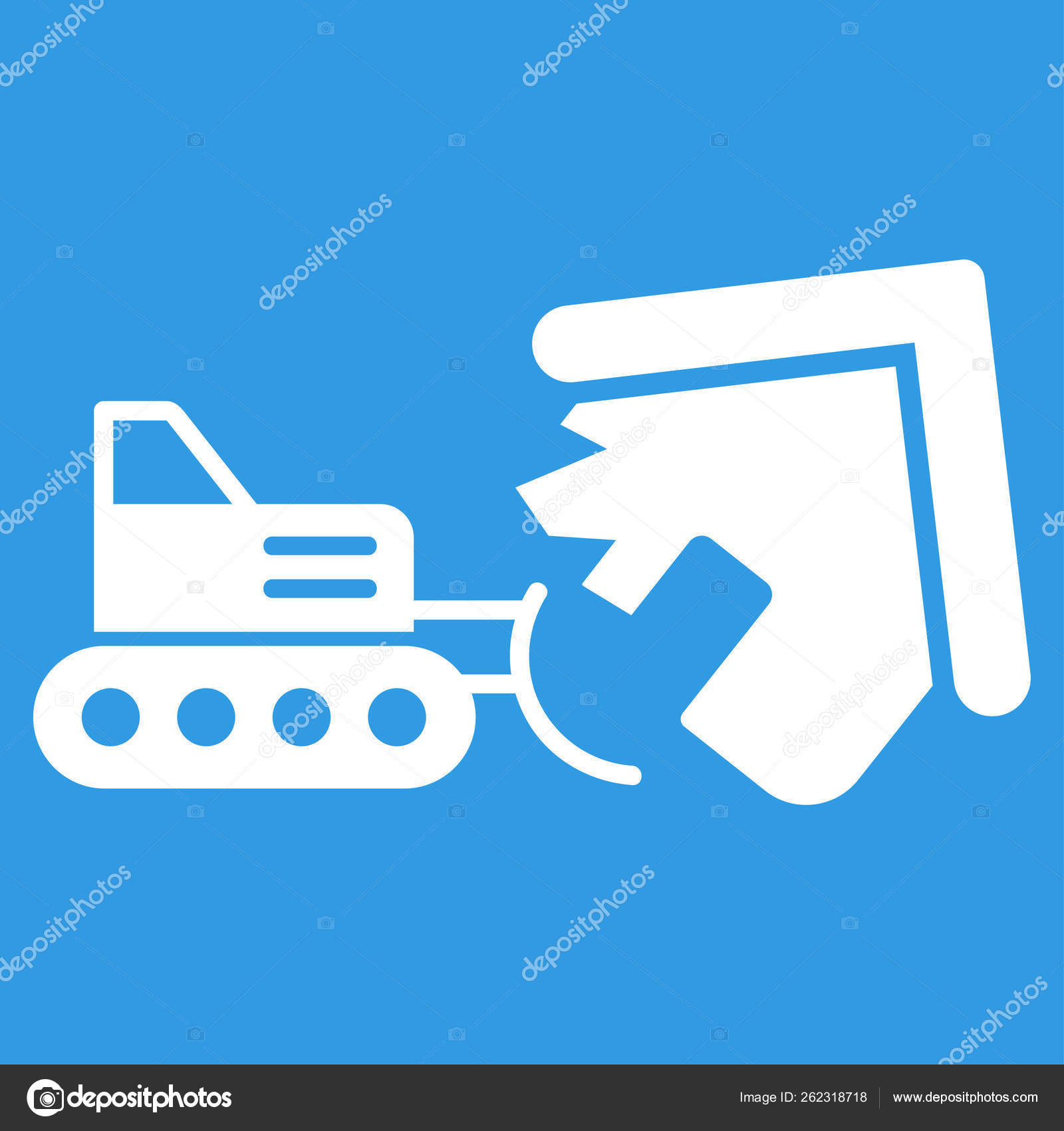 Demolition Icon Glyph Style Flat Symbols White Color Rounded Angles ...