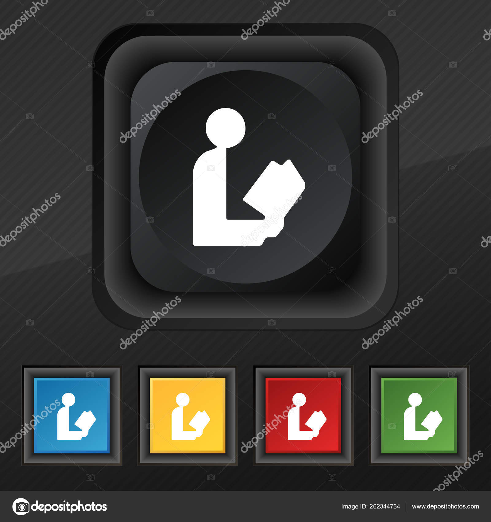 Read Book Icon Symbol Set Five Colorful Stylish Buttons Black Stock ...